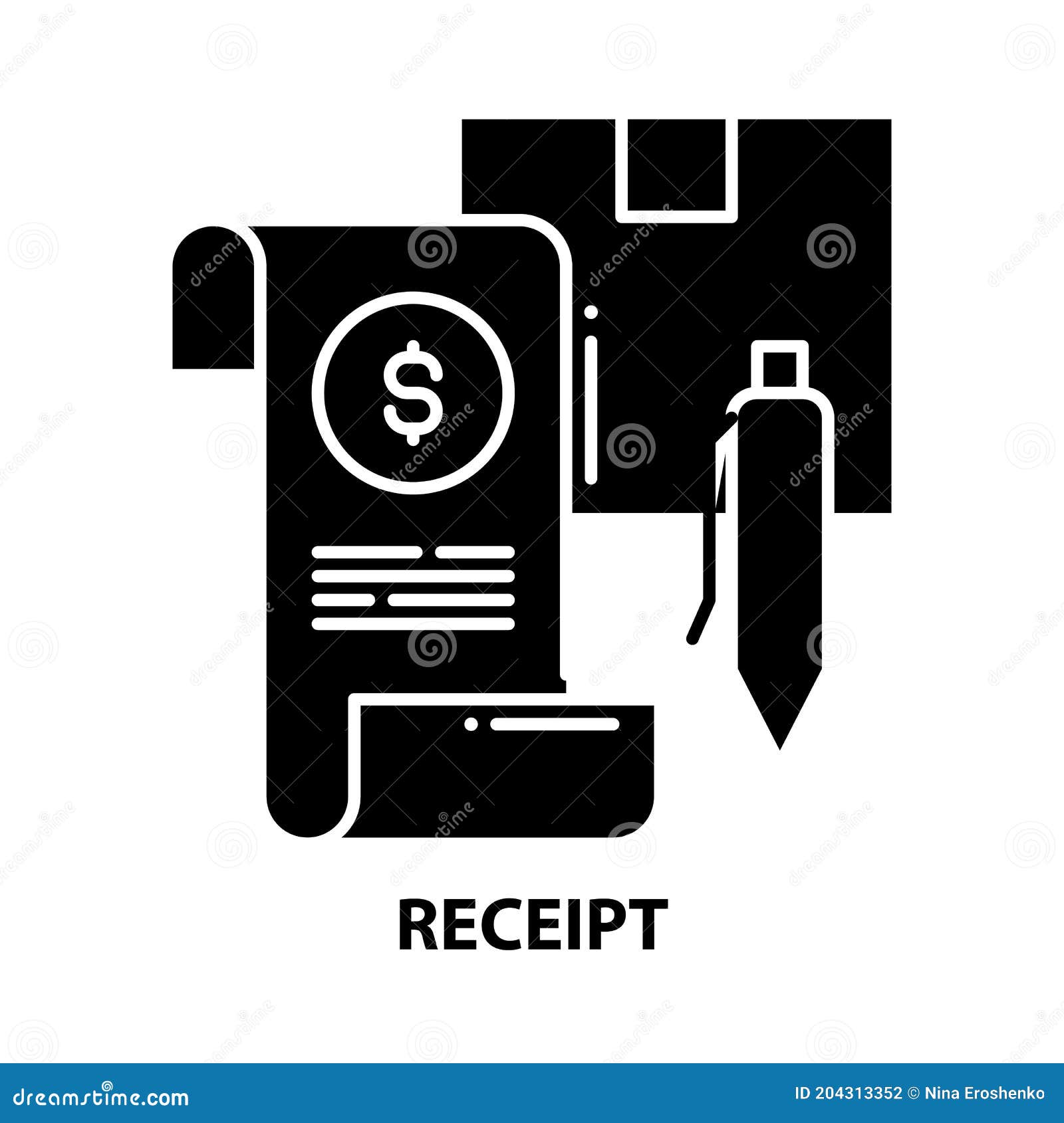 Receipt Icon, Black Vector Sign with Editable Strokes, Concept ...