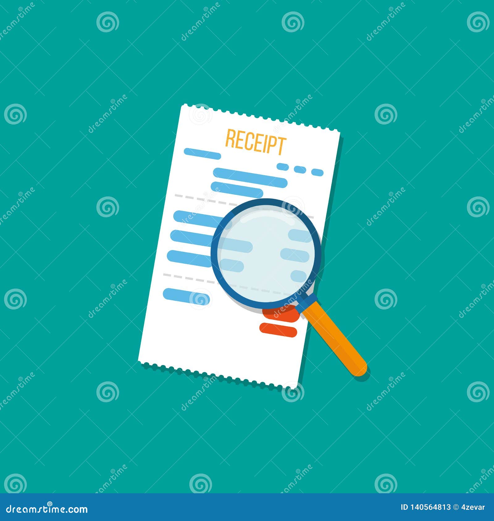 Receipt Icon With Magnifying Glass. Studying Paying Bill. Payment Of ...