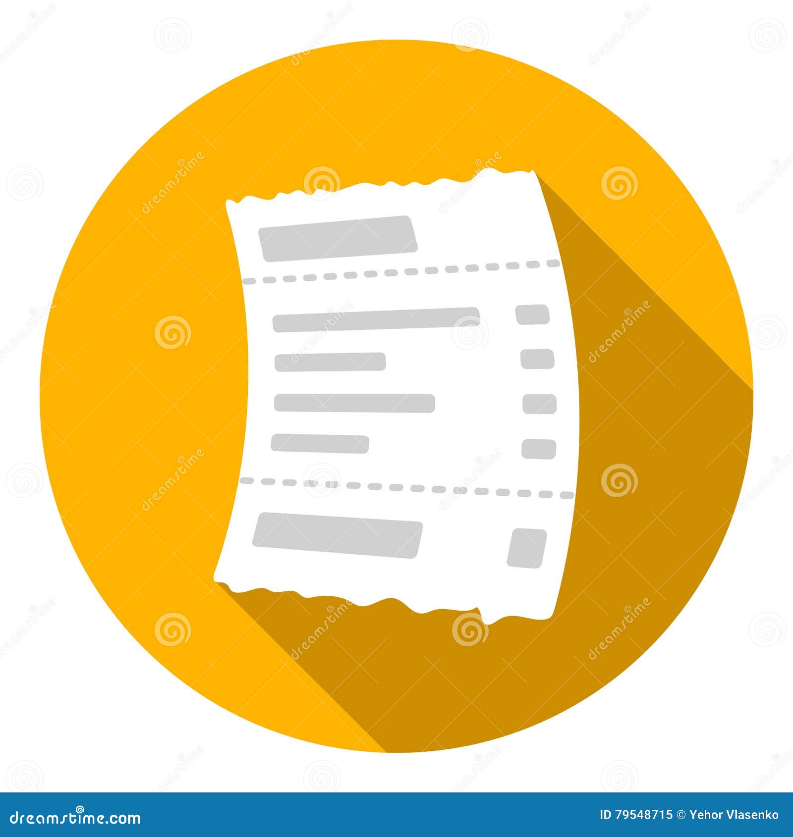 Receipt Icon in Flat Style on White Background. E-commerce Symbol Stock ...