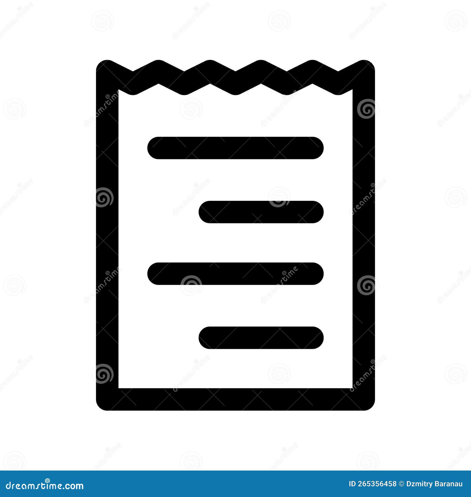 Receipt Icon Line Isolated on White Background. Black Flat Thin Icon on ...