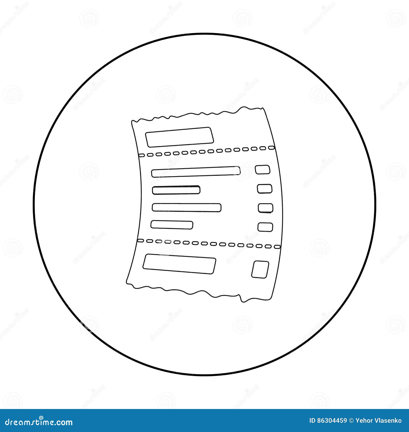 Receipt Icon in Outline Style Isolated on White. E-commerce Symbol ...