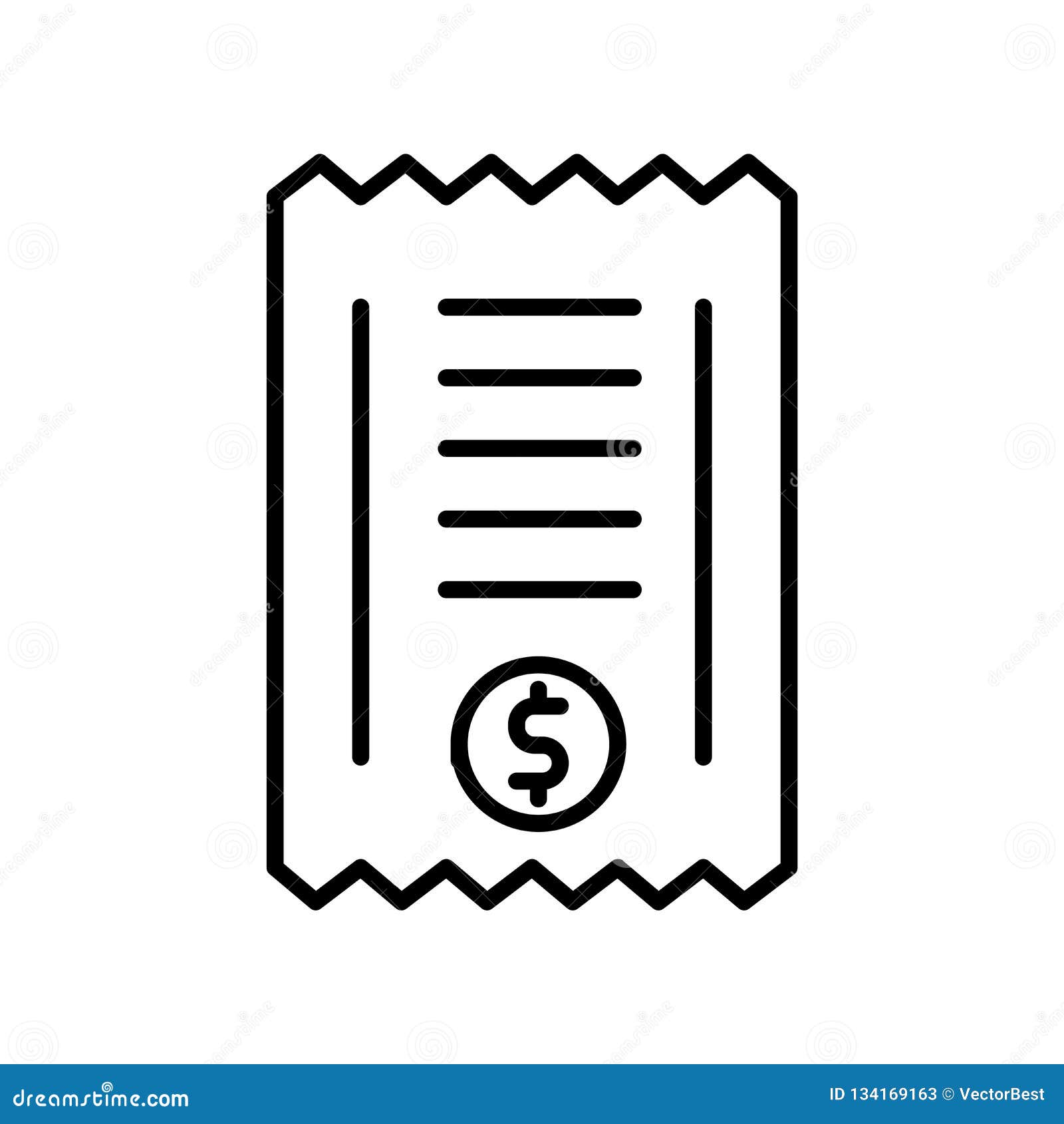 Receipt Icon Vector Isolated on White Background, Receipt Sign , Thin ...