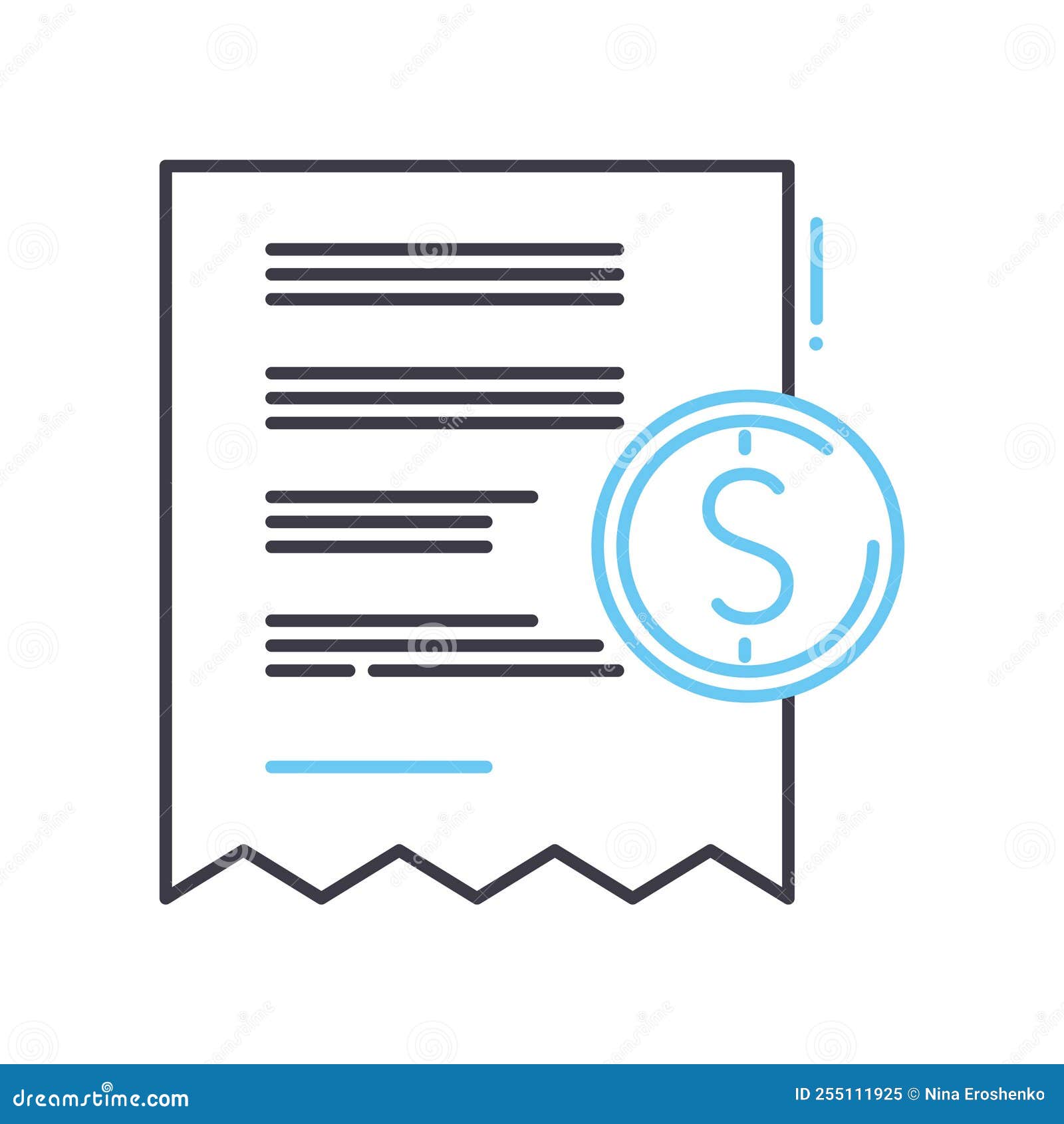 Receipt Line Icon, Outline Symbol, Vector Illustration, Concept Sign ...