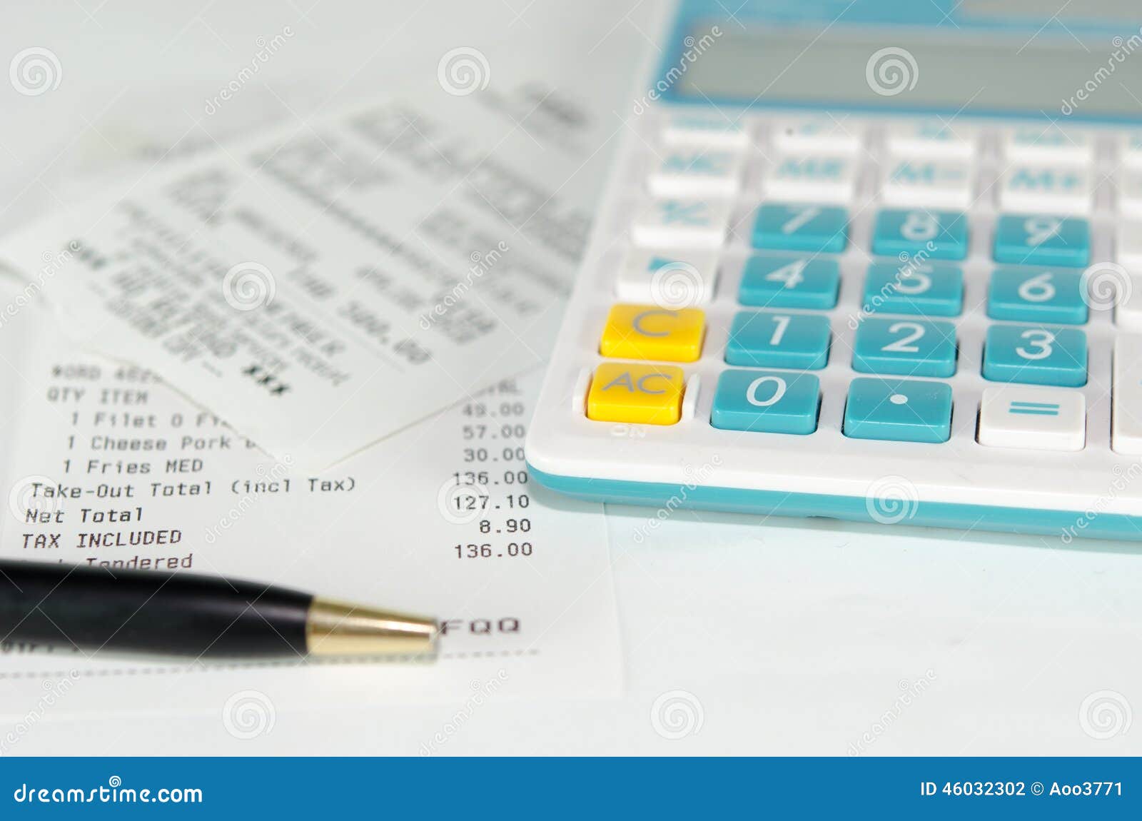 Receipt Paper and Calculator Stock Photo - Image of payment, equipment ...