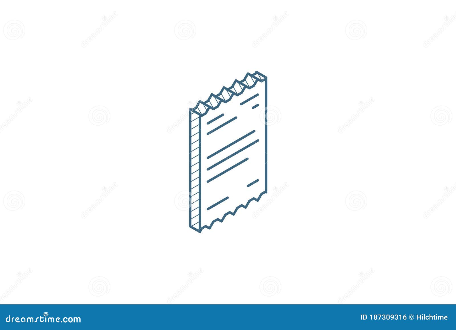 Receipt, Paper Isometric Icon. 3d Line Art Technical Drawing. Editable ...