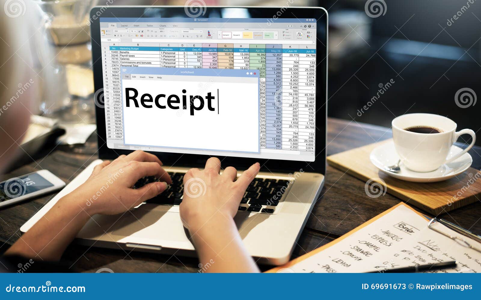 Receipt Receipts Cost Expenses Financial Spend Concept Stock Image ...