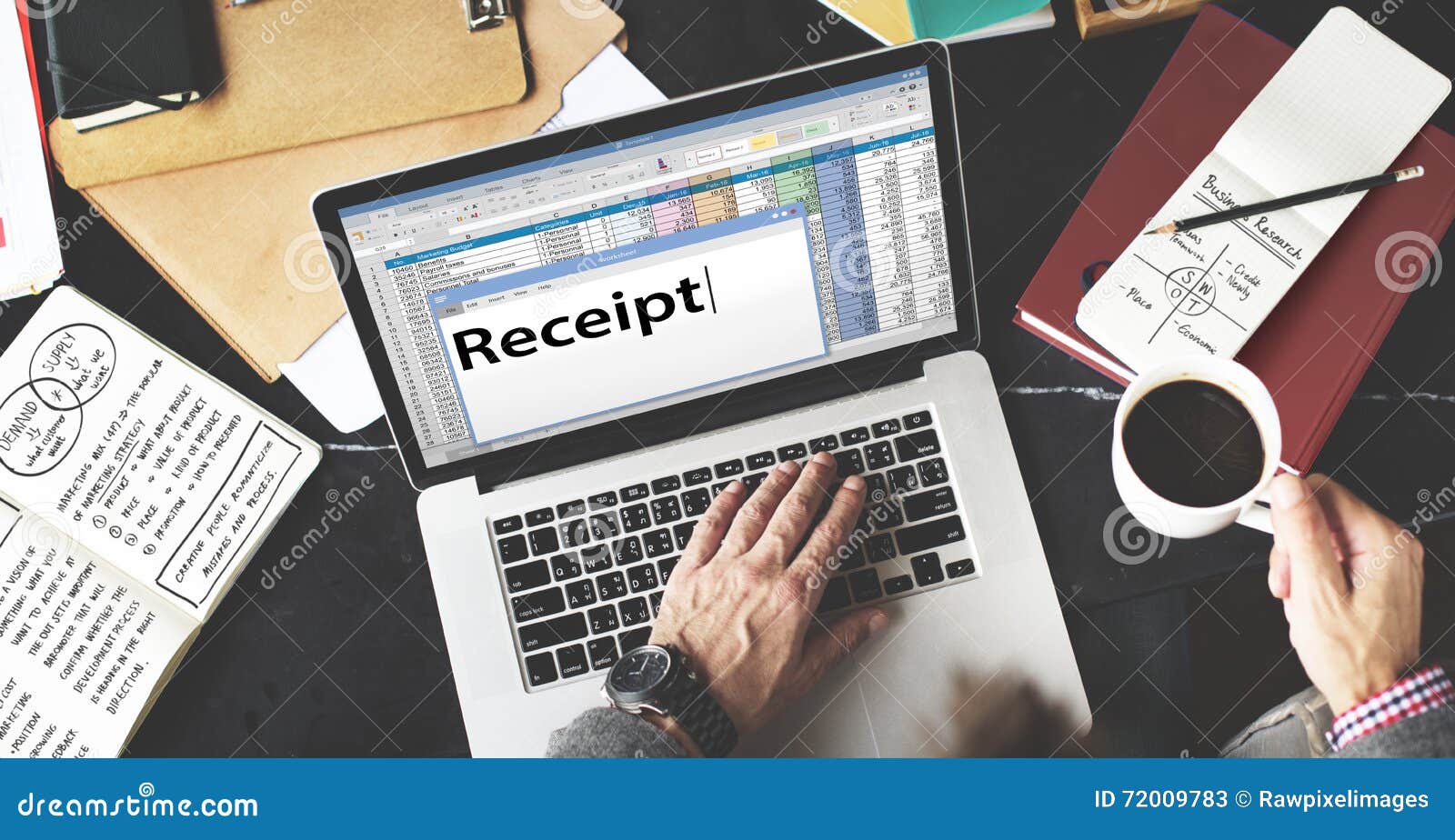 Receipt Receipts Cost Expenses Financial Spend Concept Stock Image ...