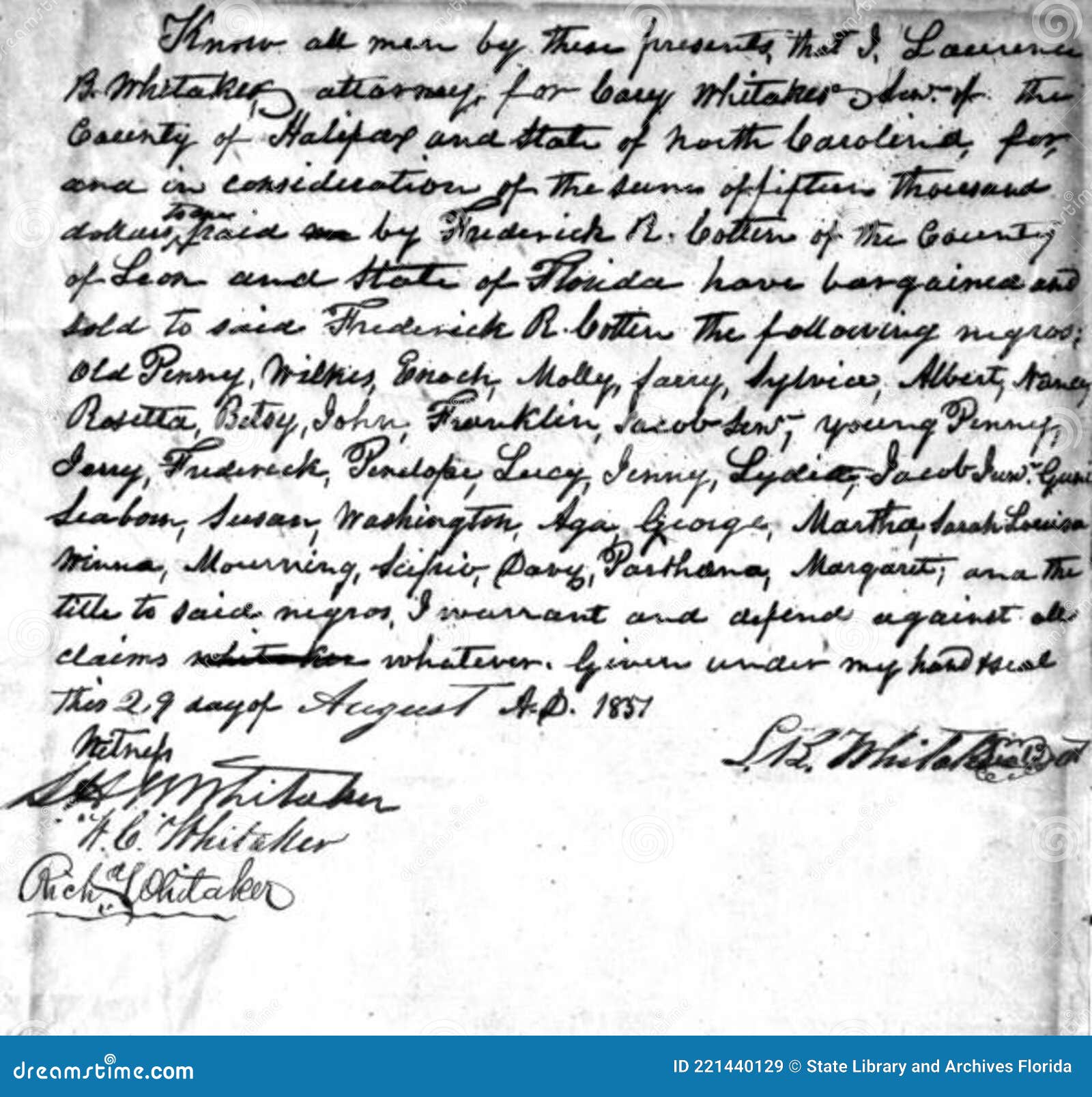 Receipt Of Slave Purchases By Frederick R. Cotten Picture. Image: 221440129