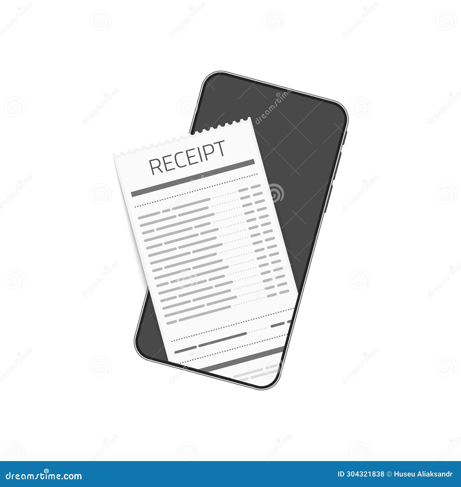 Receipt on smartphone stock vector. Illustration of internet - 304321838