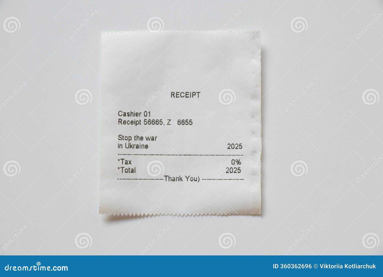 A Receipt from a Store with the Text Stop War in Ukraine and instead of ...