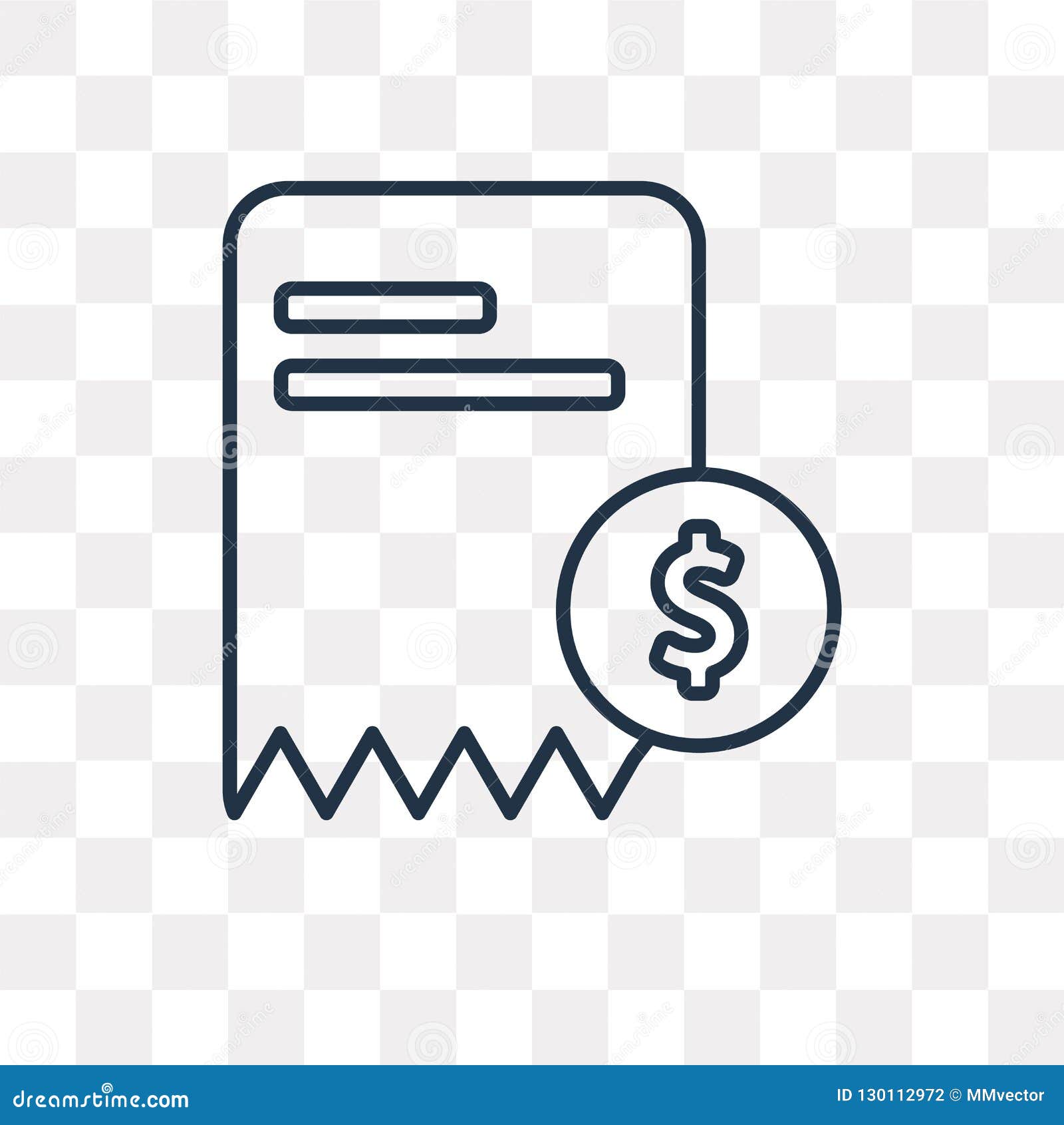 Receipt Vector Icon Isolated On Transparent Background, Linear R ...