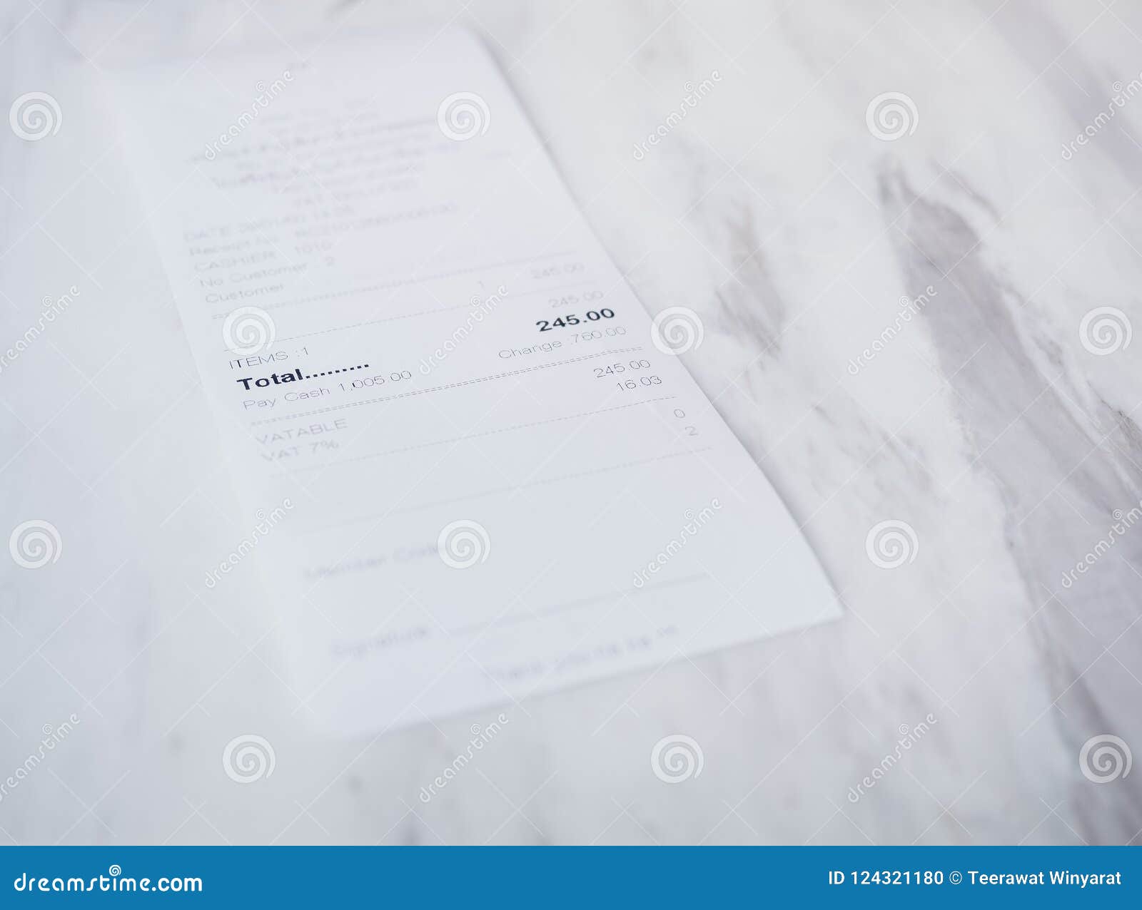 Receipt on a White Table Customer Payment Stock Photo - Image of check ...