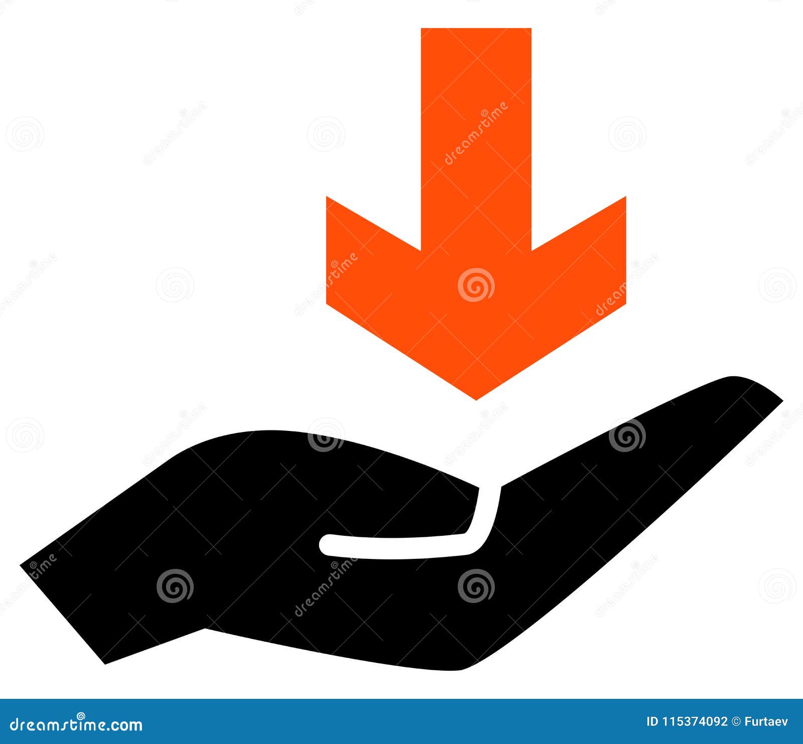Receive hand icon stock vector. Illustration of receive - 115374092