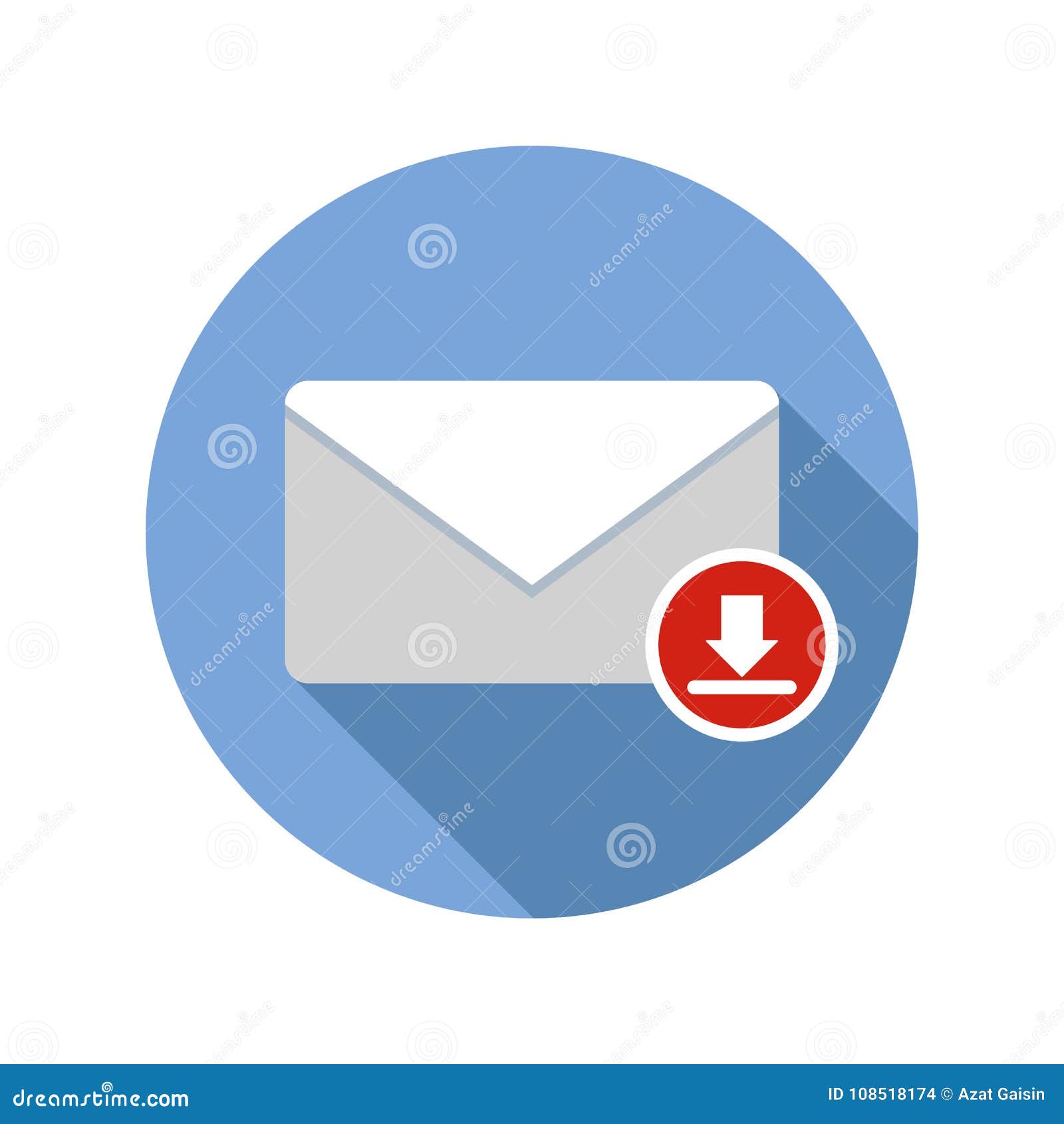 Receive Mail Icon. Email Icon with Long Shadow Stock Vector ...
