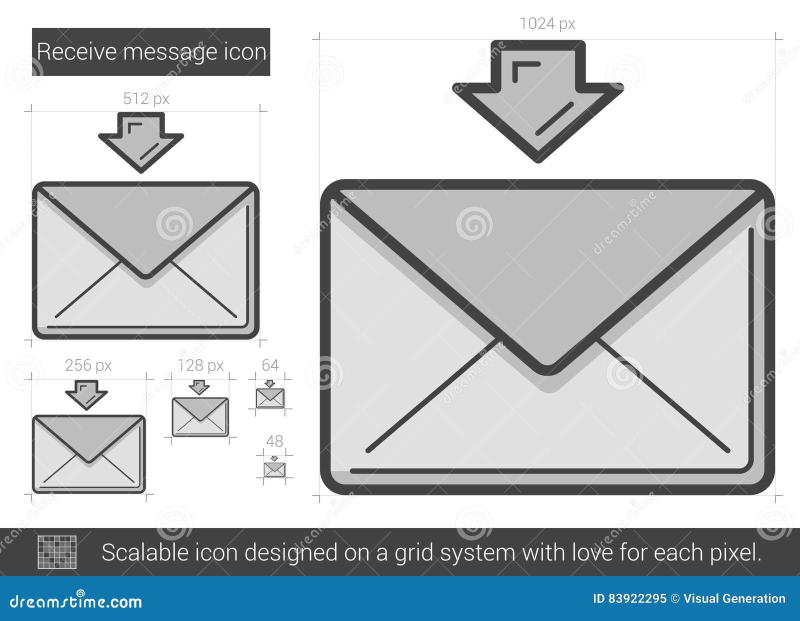 Receive message line icon. stock vector. Illustration of graphic - 83922295