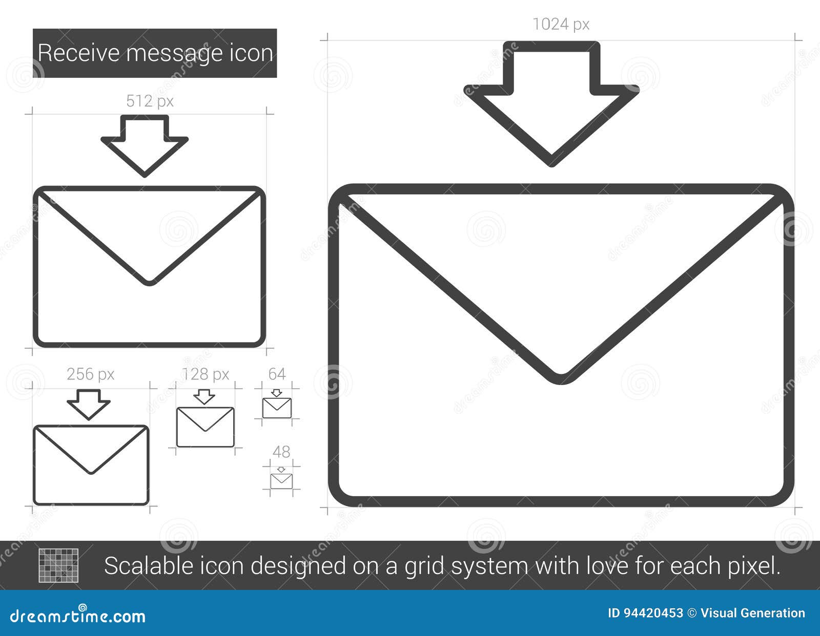 Receive message line icon. stock vector. Illustration of address - 94420453