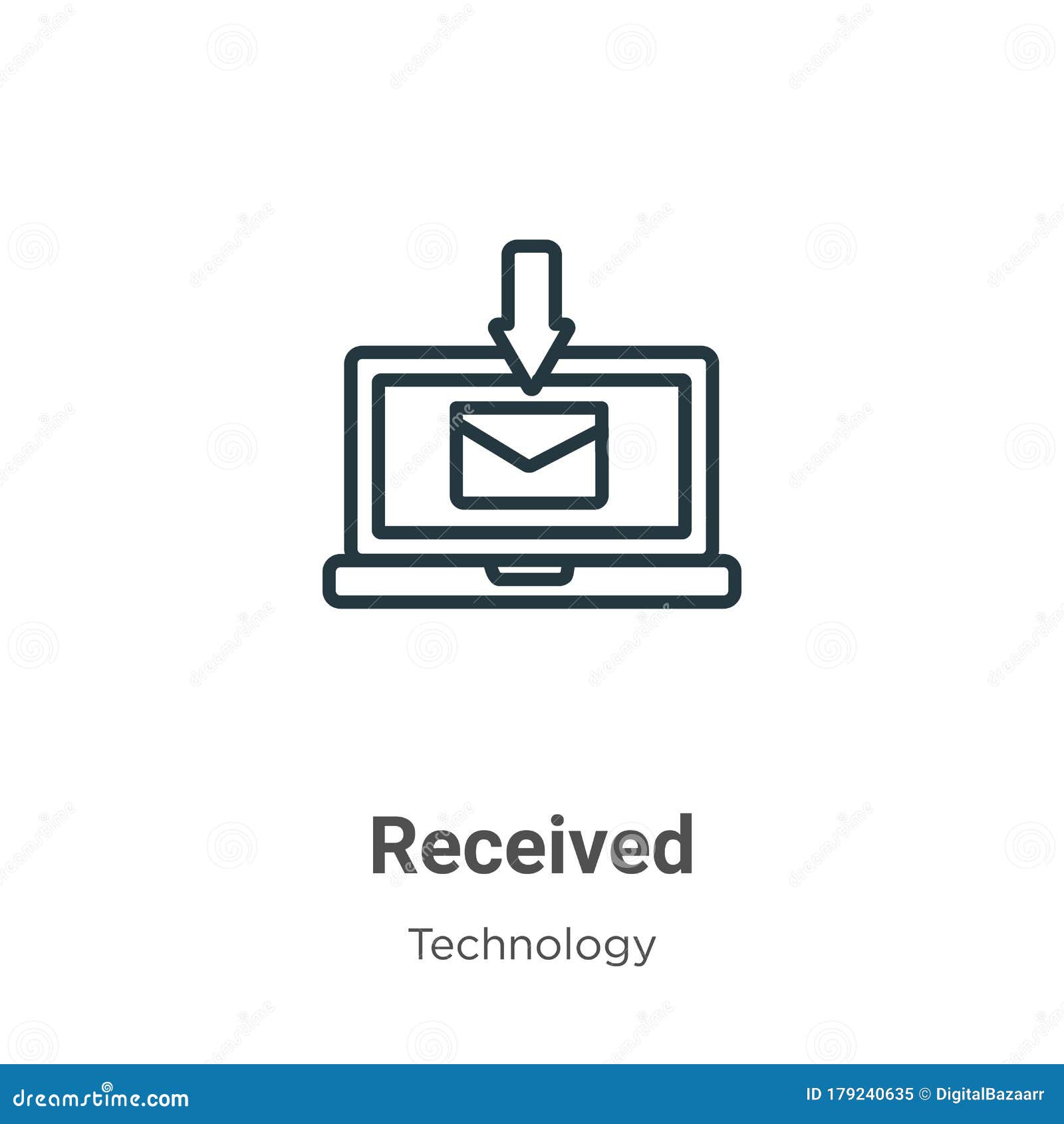 Received Outline Vector Icon. Thin Line Black Received Icon, Flat ...
