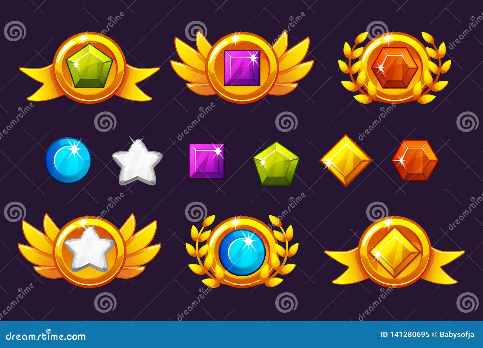 Receiving Achievement Awards Coin and Gems Set, Different Awards. for ...