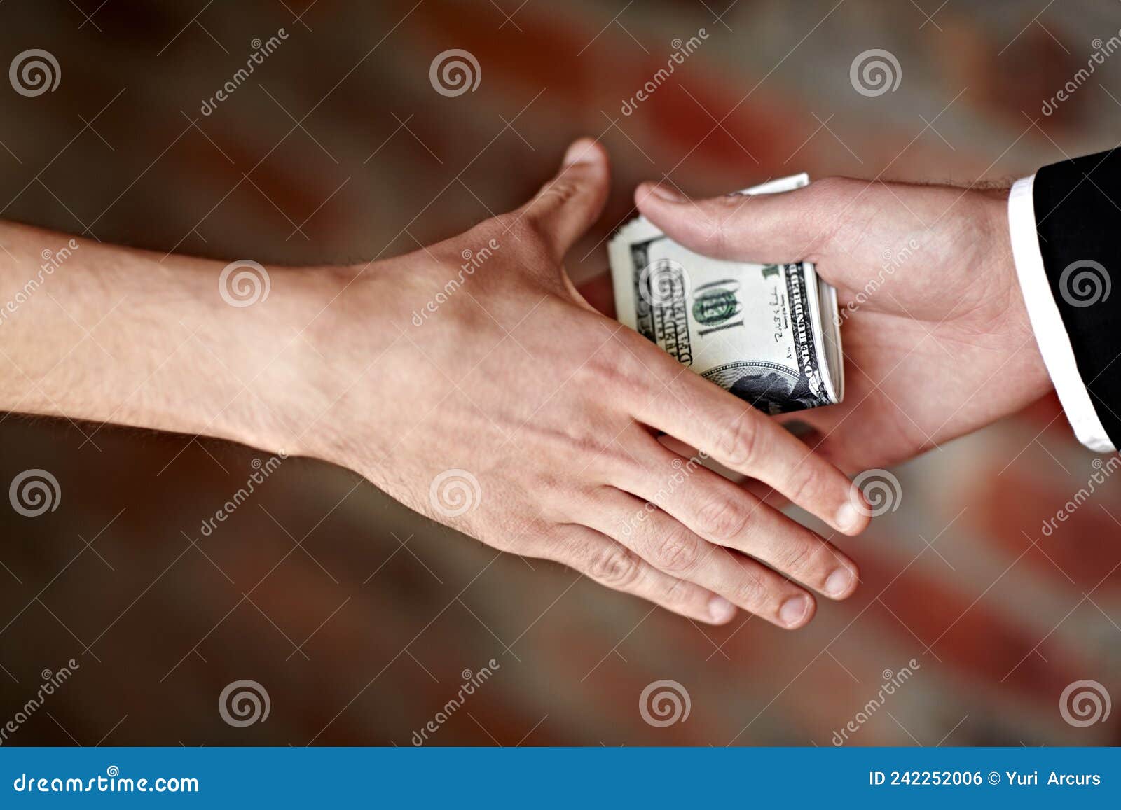 Receiving a Bribe. Cropped Shot of Hands Receiving an Illegal Payoff ...
