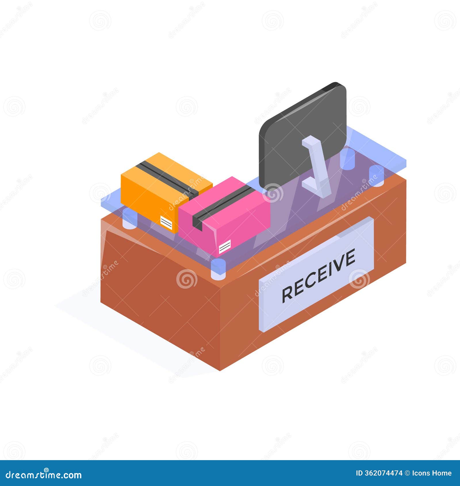 Receiving Counter with Package Delivery and Product Processing. Stock ...