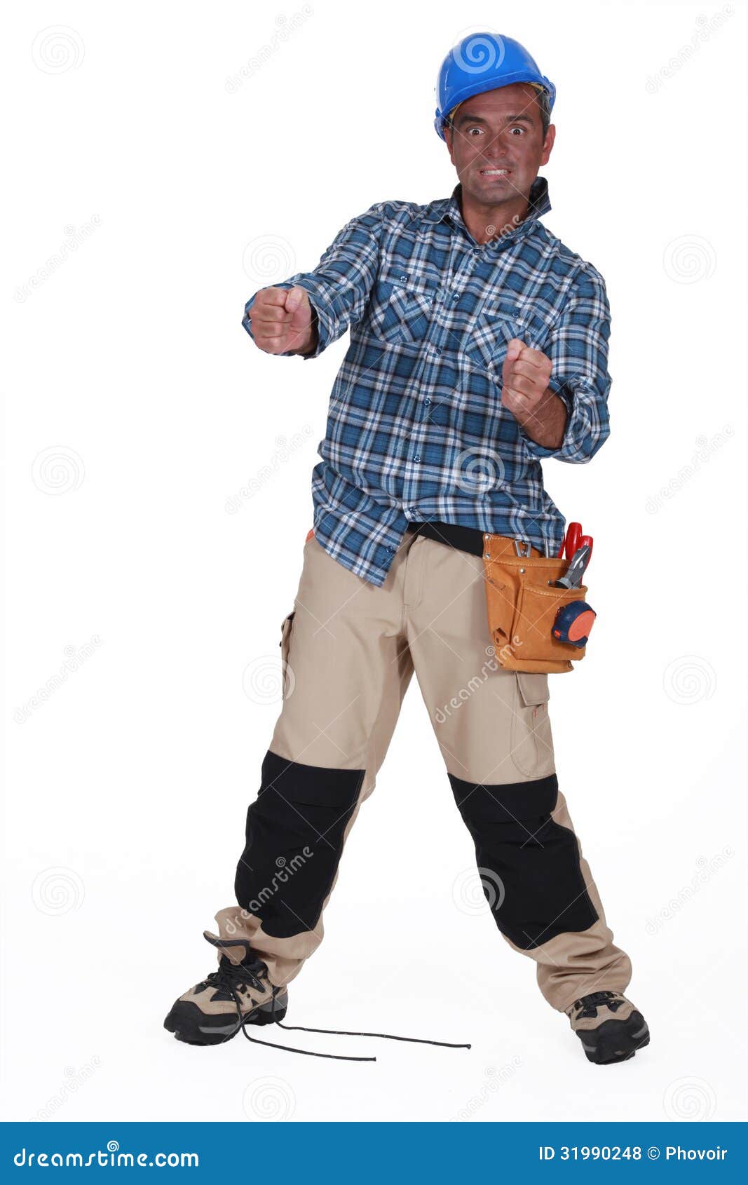 Receiving an Electric Shock Stock Photo - Image of hardhat, build: 31990248