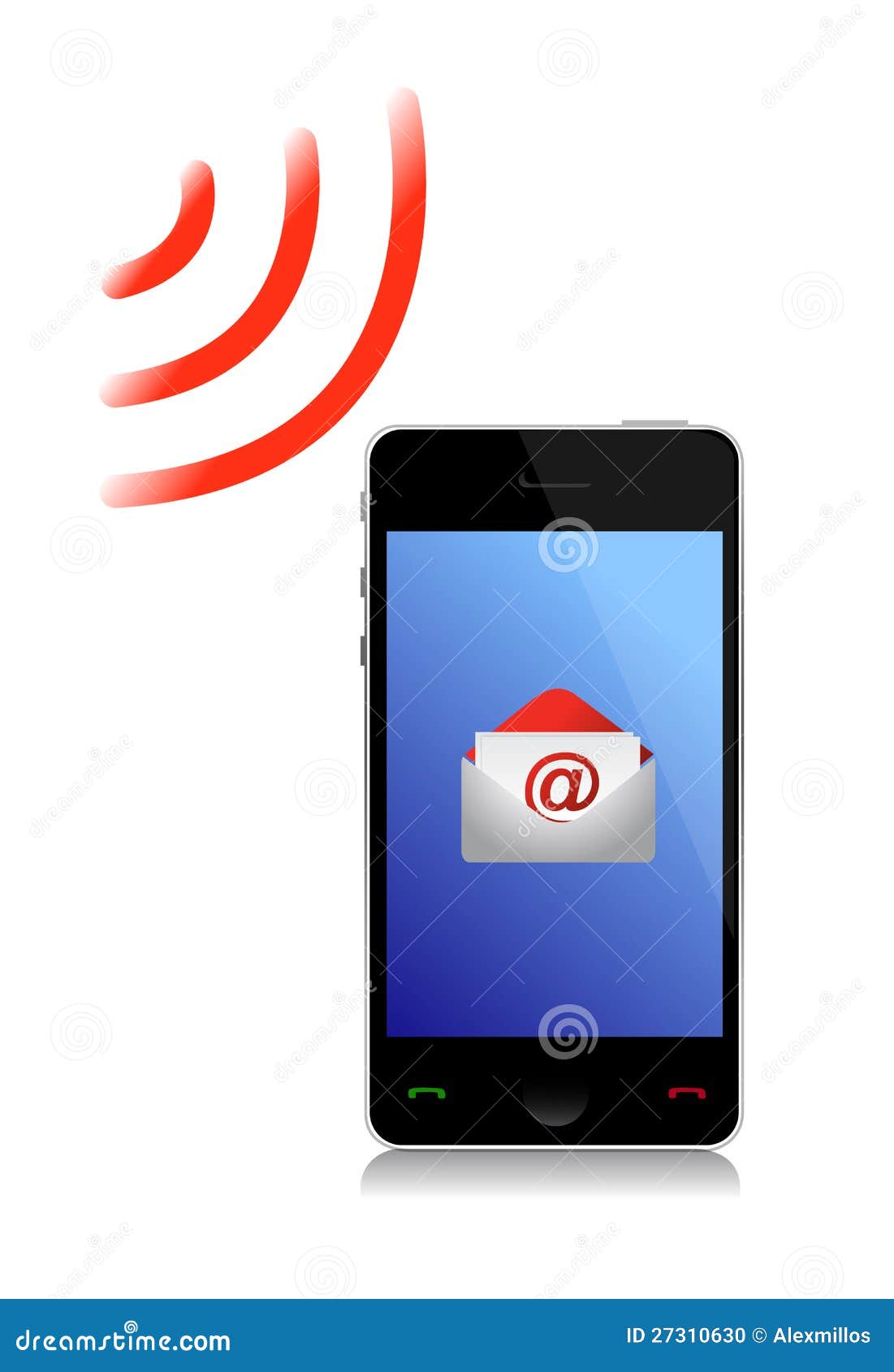 Receiving an Email Cel Phone Stock Illustration - Illustration of ...