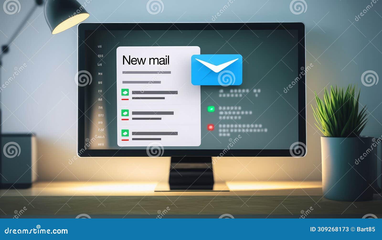 Receiving Email in Inbox Concept, Popup Mail Notification on Computer Screen. Generative AI ...