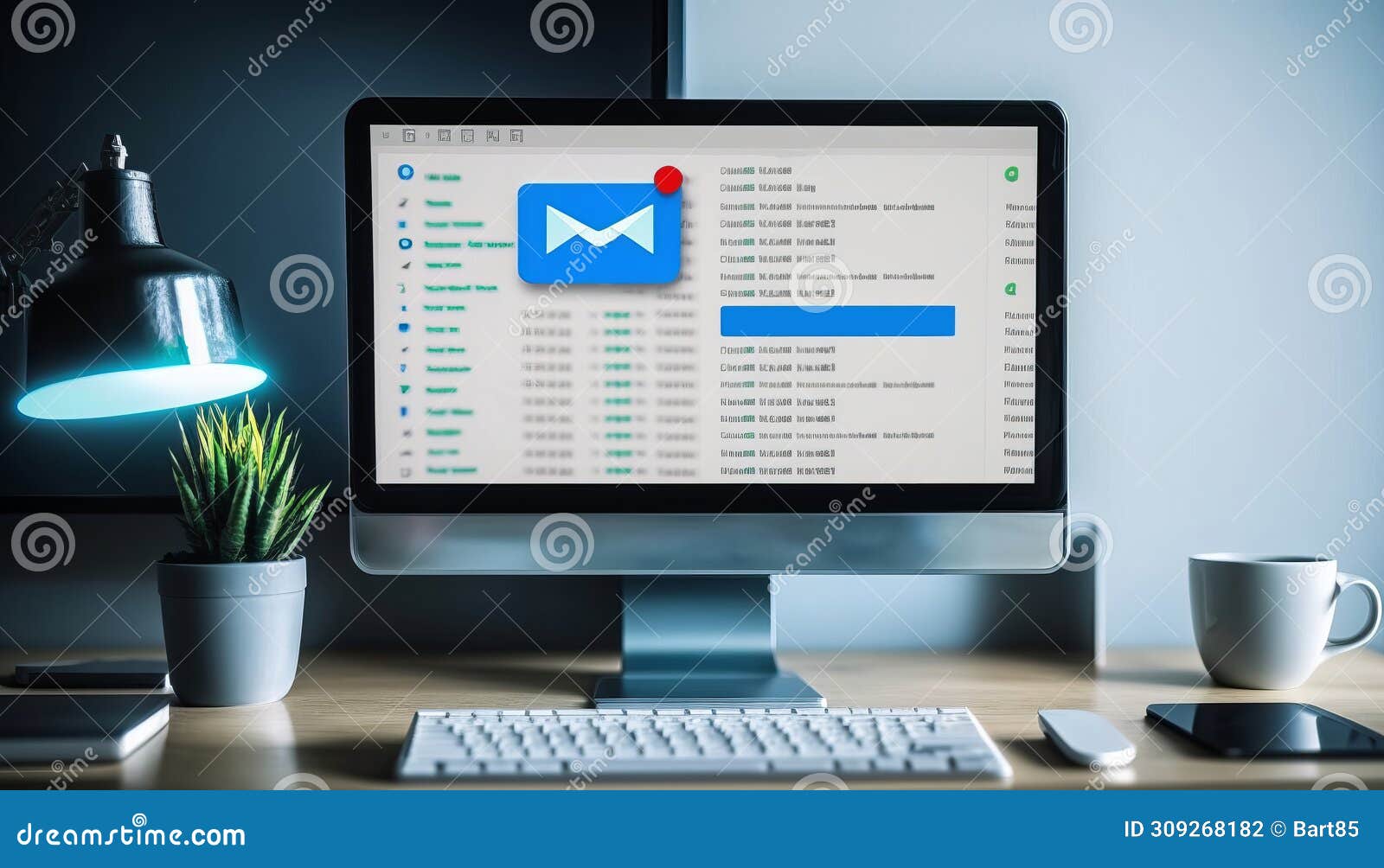 Receiving Email in Inbox Concept, Popup Mail Notification on Computer Screen. Generative AI ...