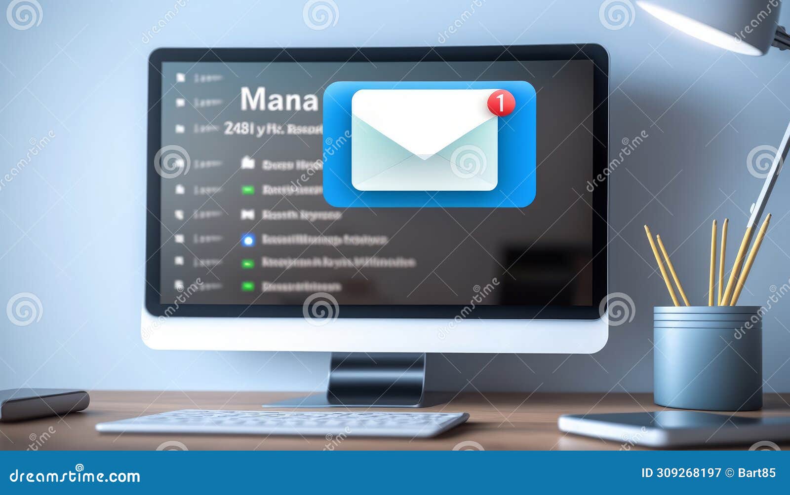 Receiving Email in Inbox Concept, Popup Mail Notification on Computer Screen. Generative AI ...