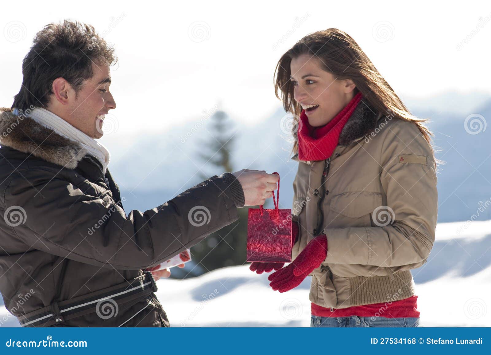 Receiving gift stock photo. Image of expression, glove - 27534168