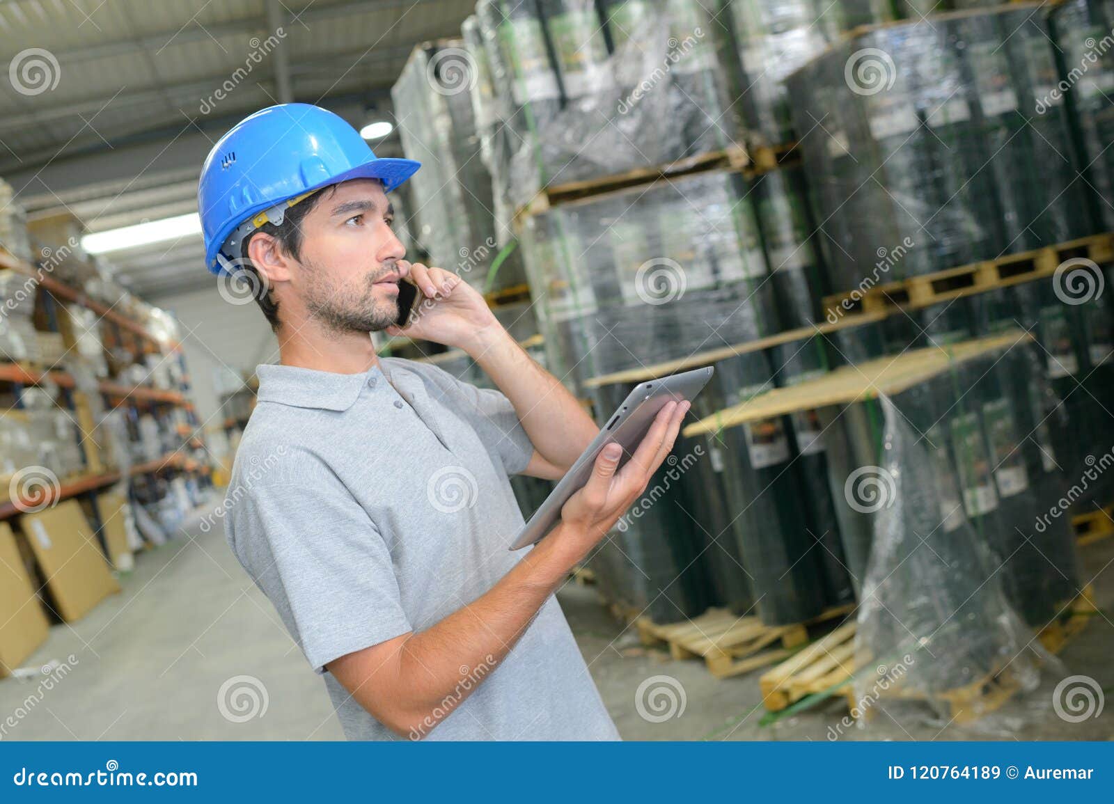 Receiving a logistic order stock image. Image of tablet - 120764189