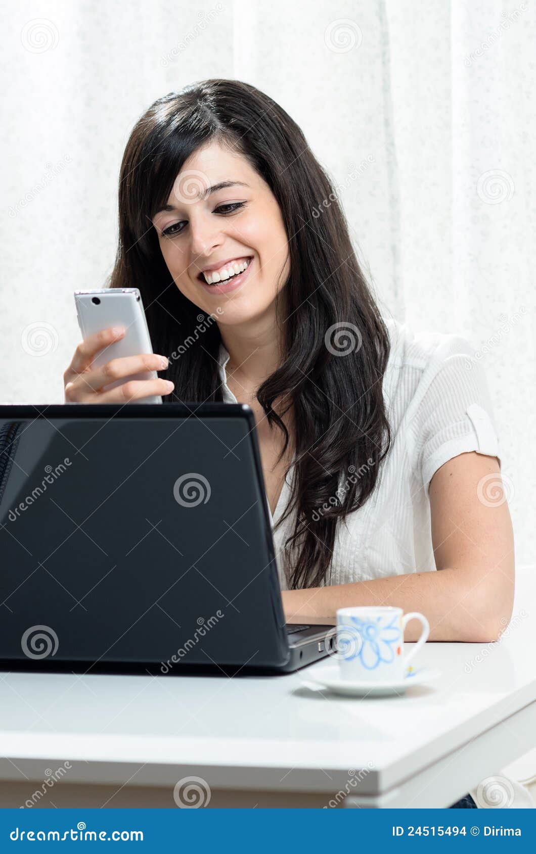 Receiving message stock photo. Image of coffee, calling - 24515494