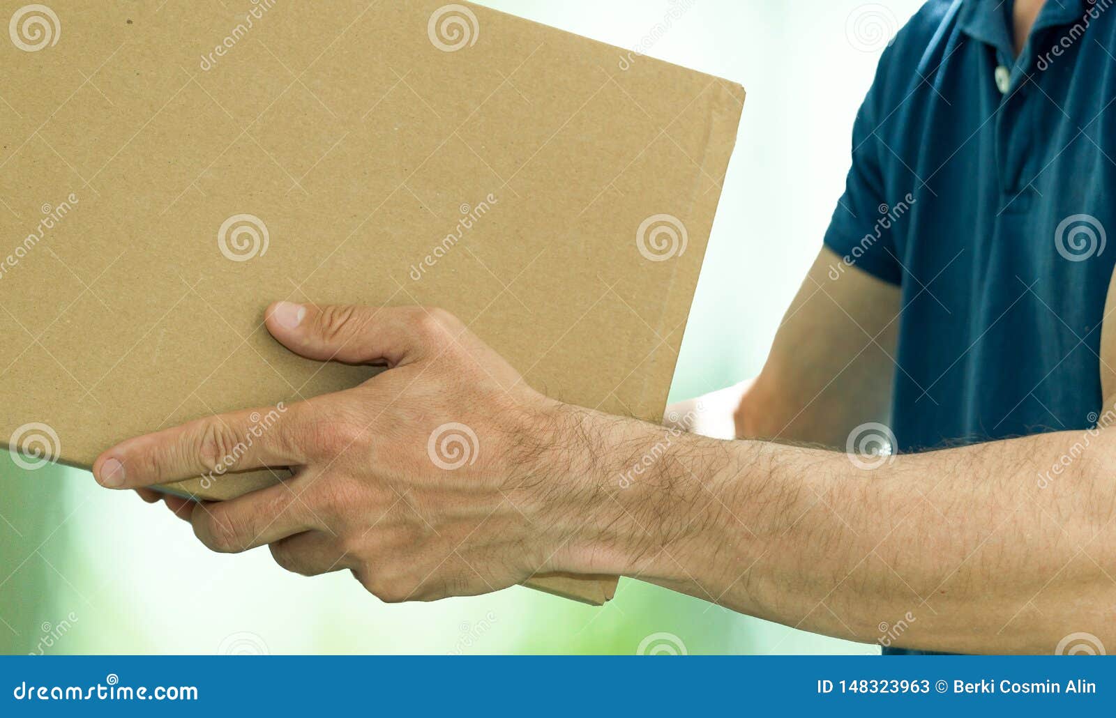 Receiving Package from Courier To Customer. Delivery Concept Stock ...