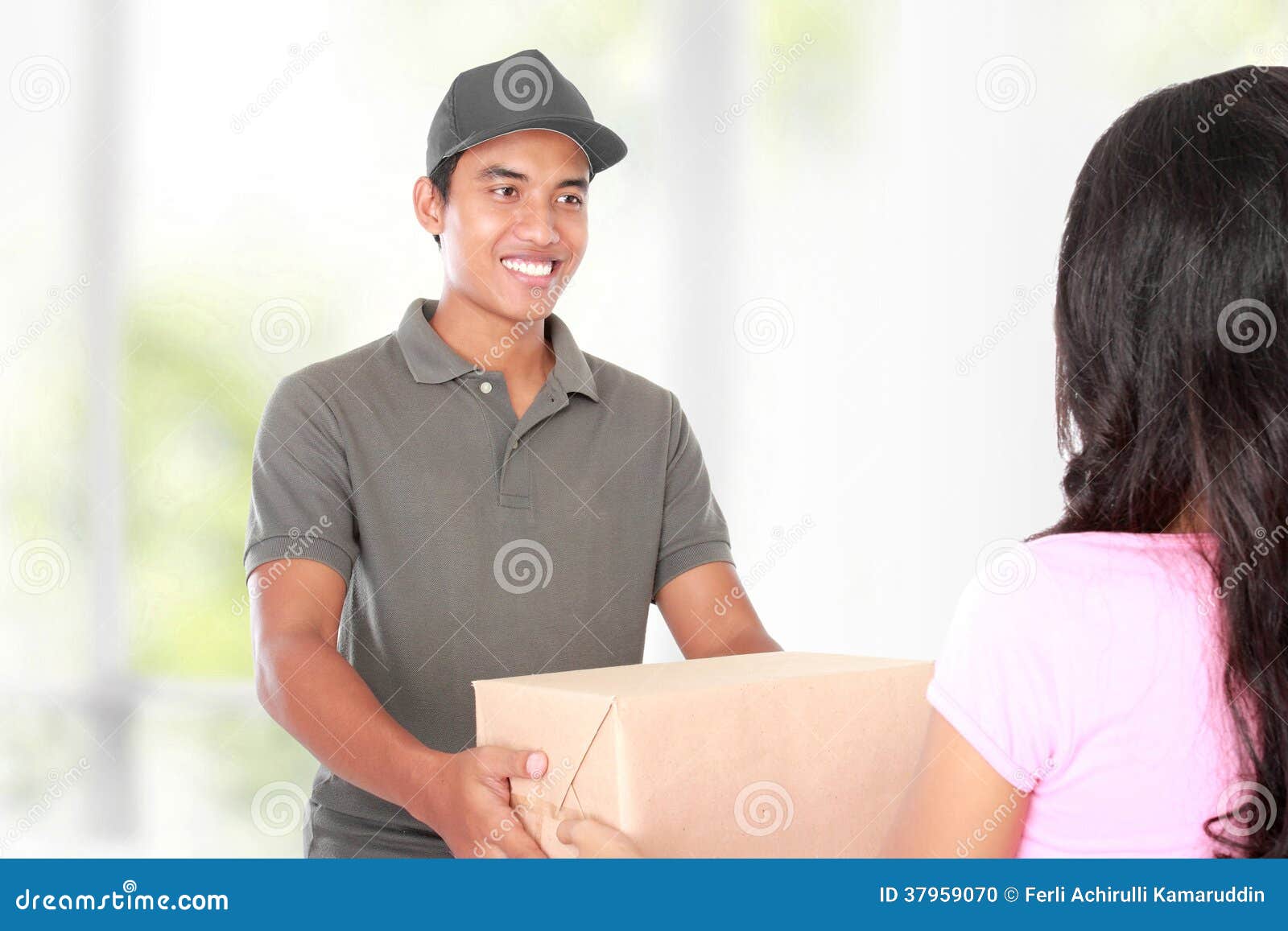 Receiving a Package at Home Stock Photo - Image of cargo, adult: 37959070