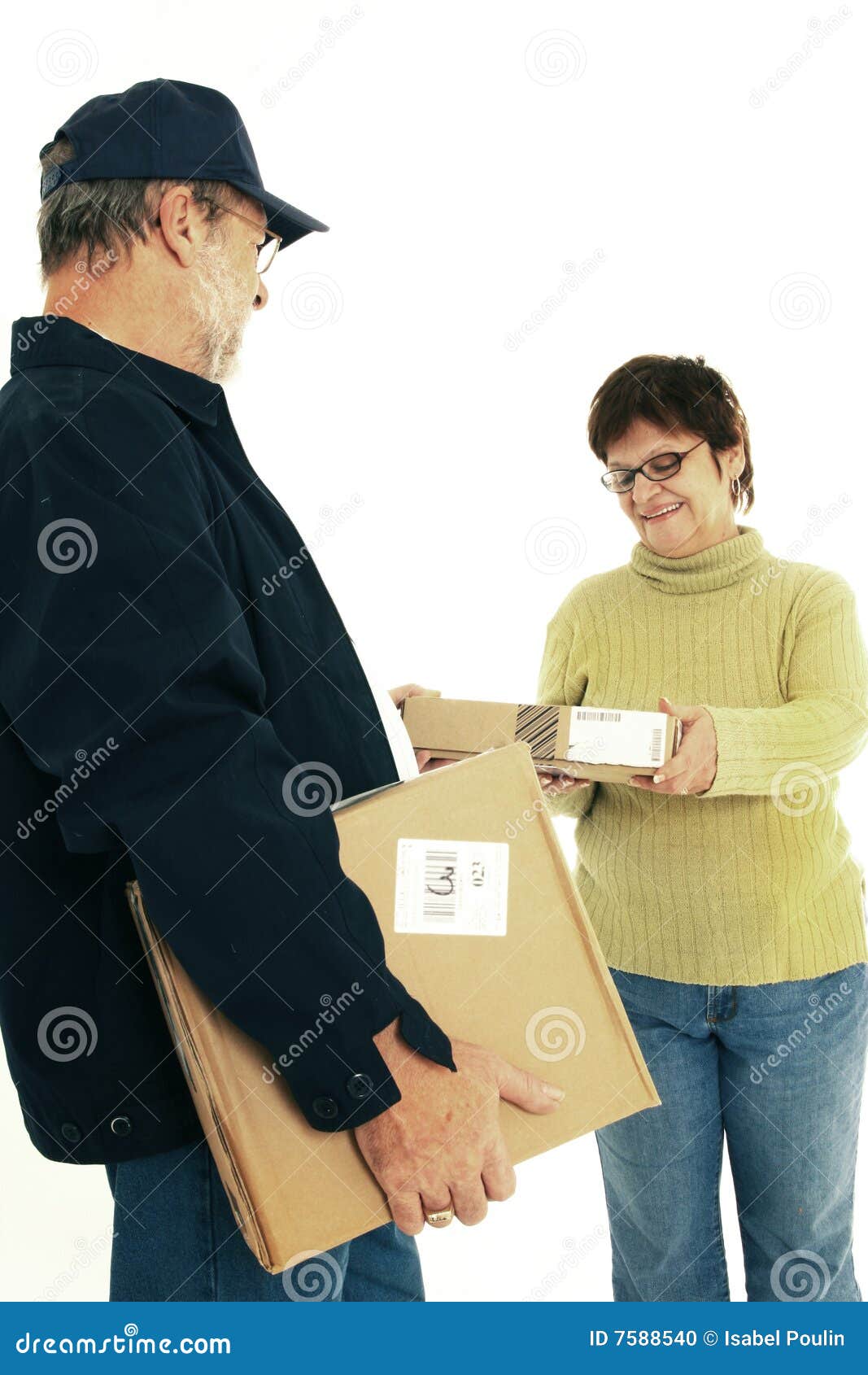 Receiving parcel stock photo. Image of full, female, cardboard - 7588540
