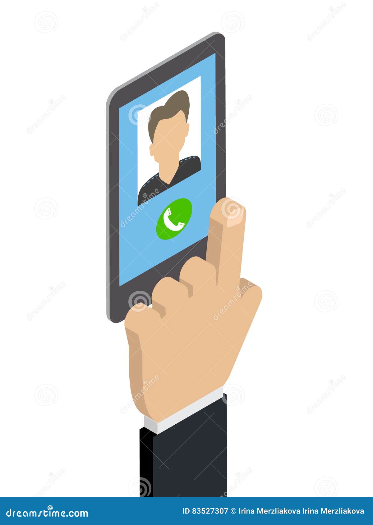 Receiving a Phone Call, Calling Caucasian Man Isometric Vector Stock ...