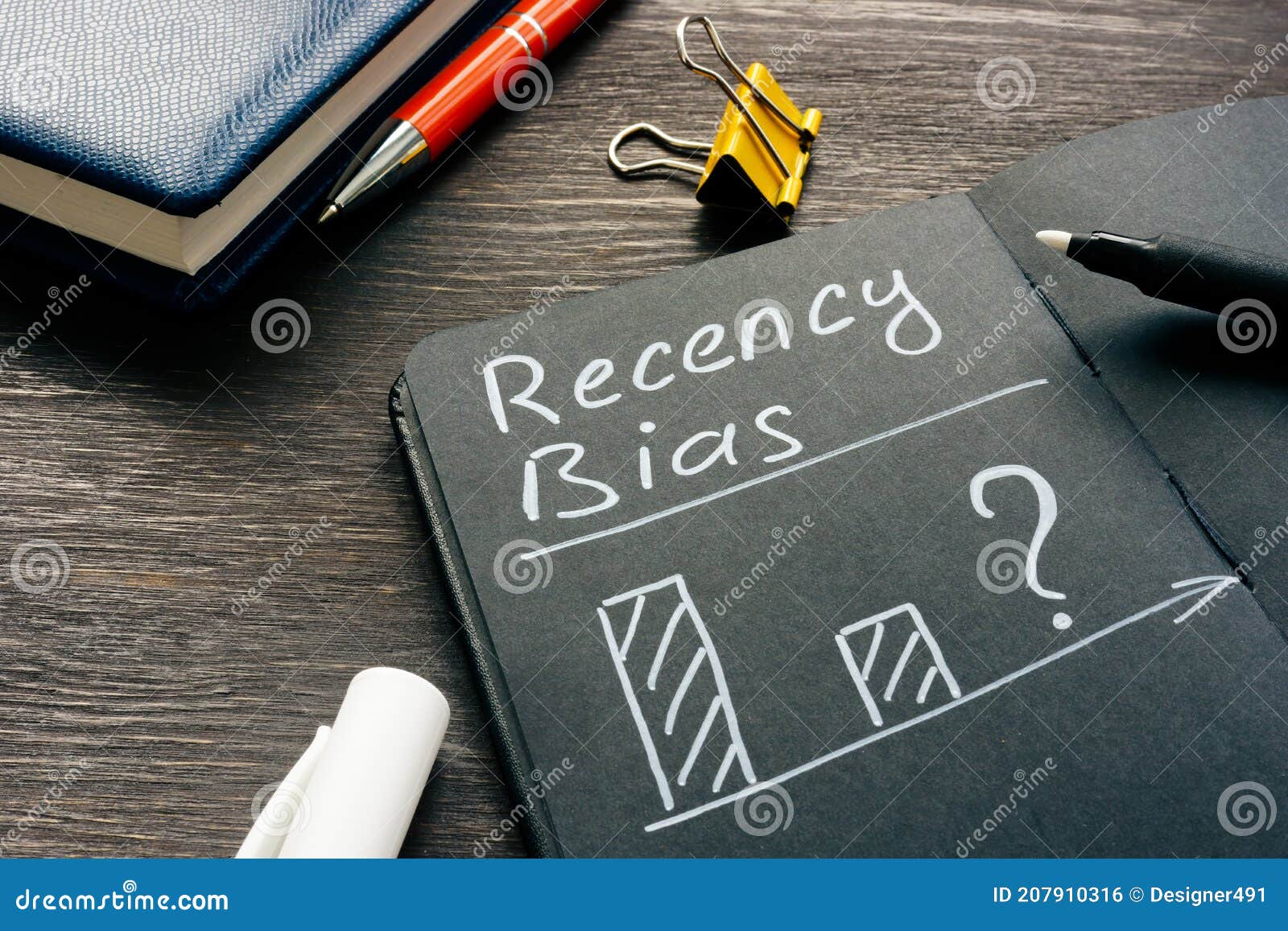 Recency Bias and Charts about Prediction in the Note. Stock Photo ...