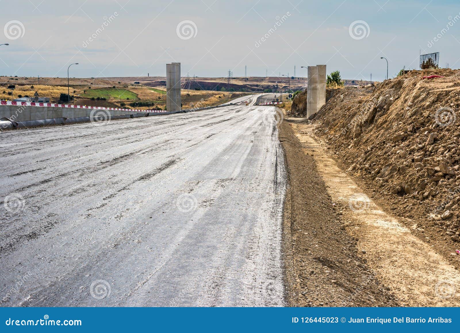 Recent Road To Asphalt a First Layer Stock Image - Image of lights ...