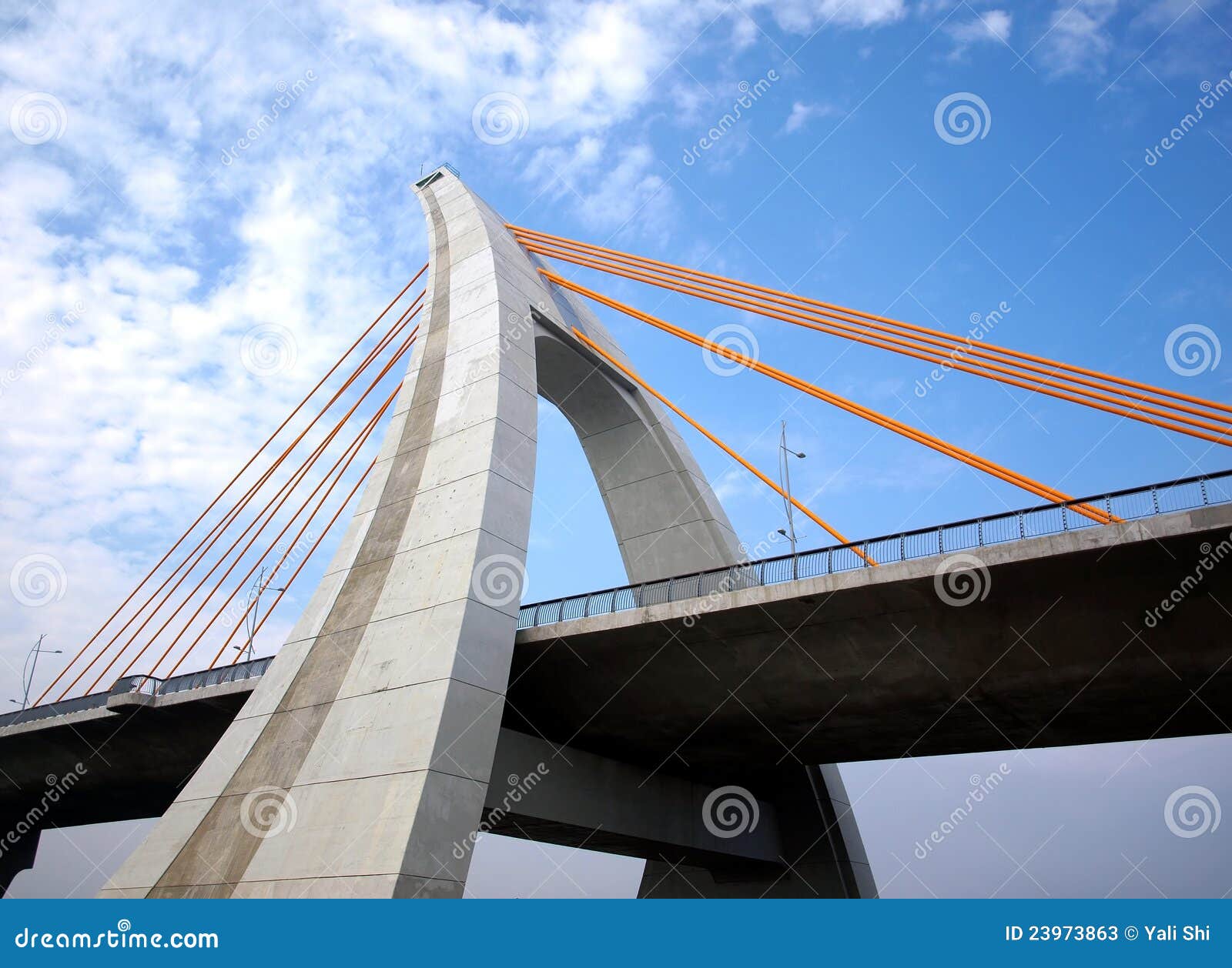 Recently Completed Cable-Stayed Stock Image - Image of blue, bridge ...