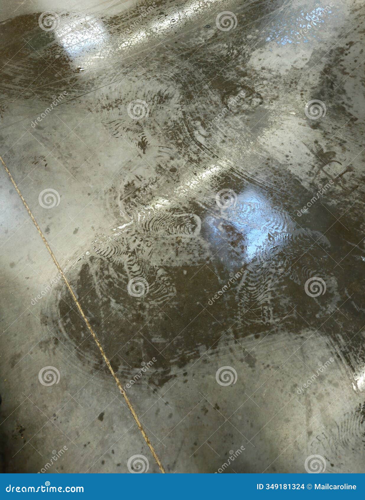 Recently Mopped Concrete Floor Area Smooth Texture with Streak ...