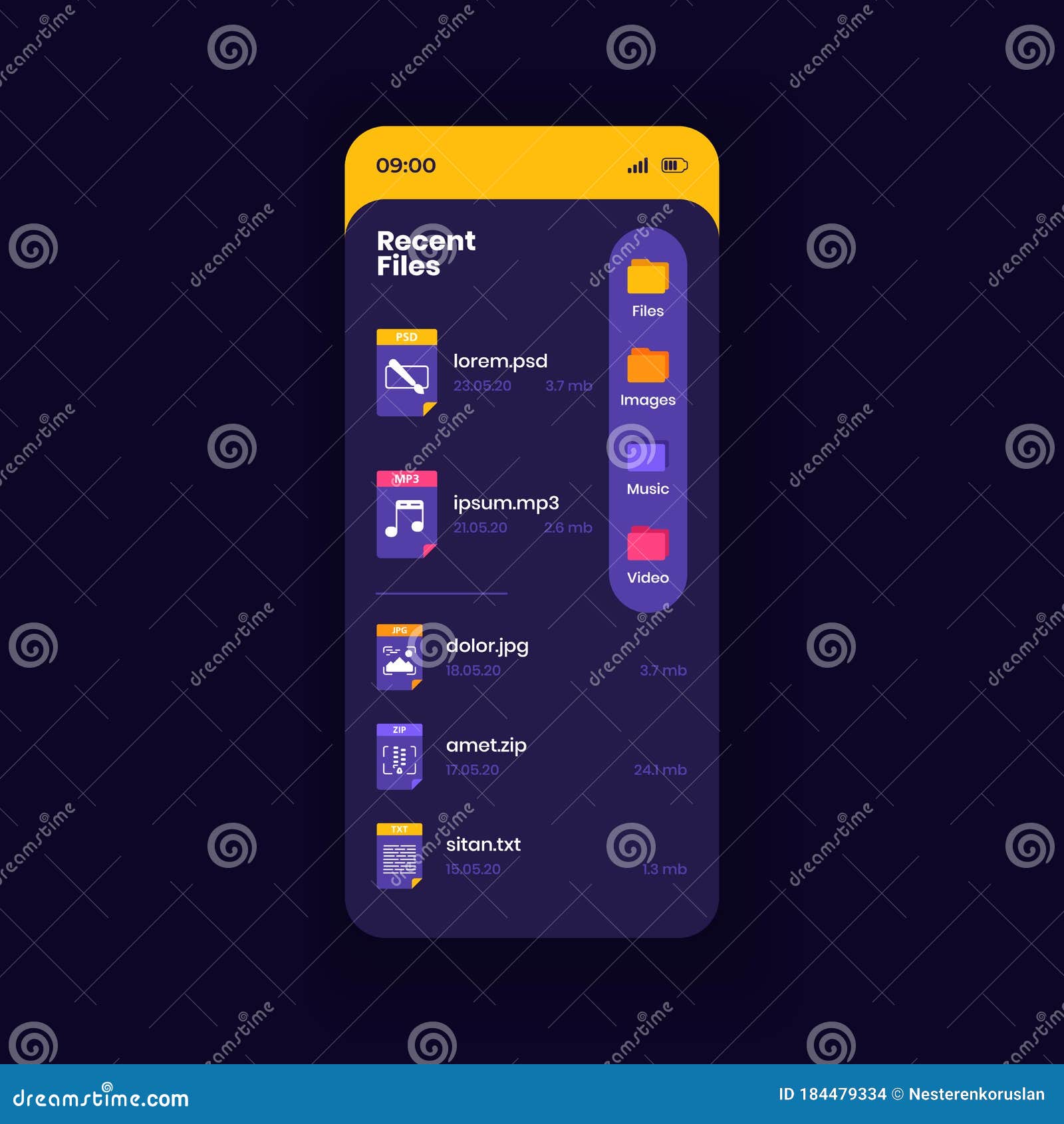 Recently Opened Files List Smartphone Interface Vector Template Stock Vector - Illustration of ...