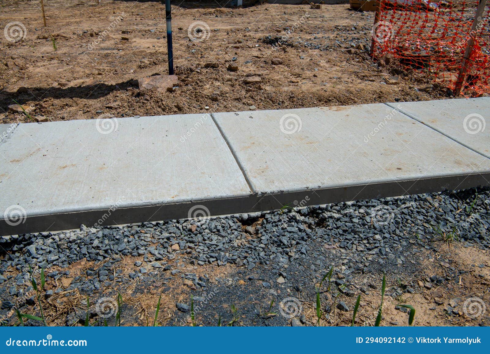 Recently Poured Concrete Sidewalk Stock Photo - Image of formwork ...