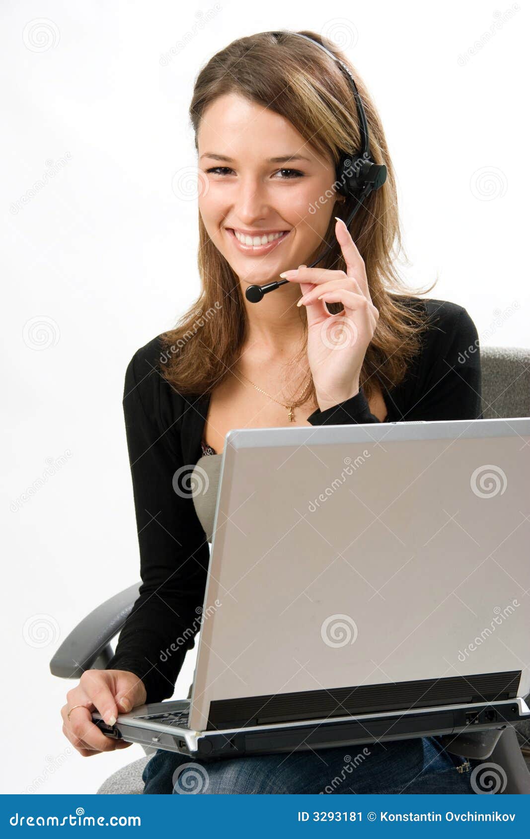 Recepcionista Con El Receptor De Cabeza Imagen de archivo - Imagen de ...