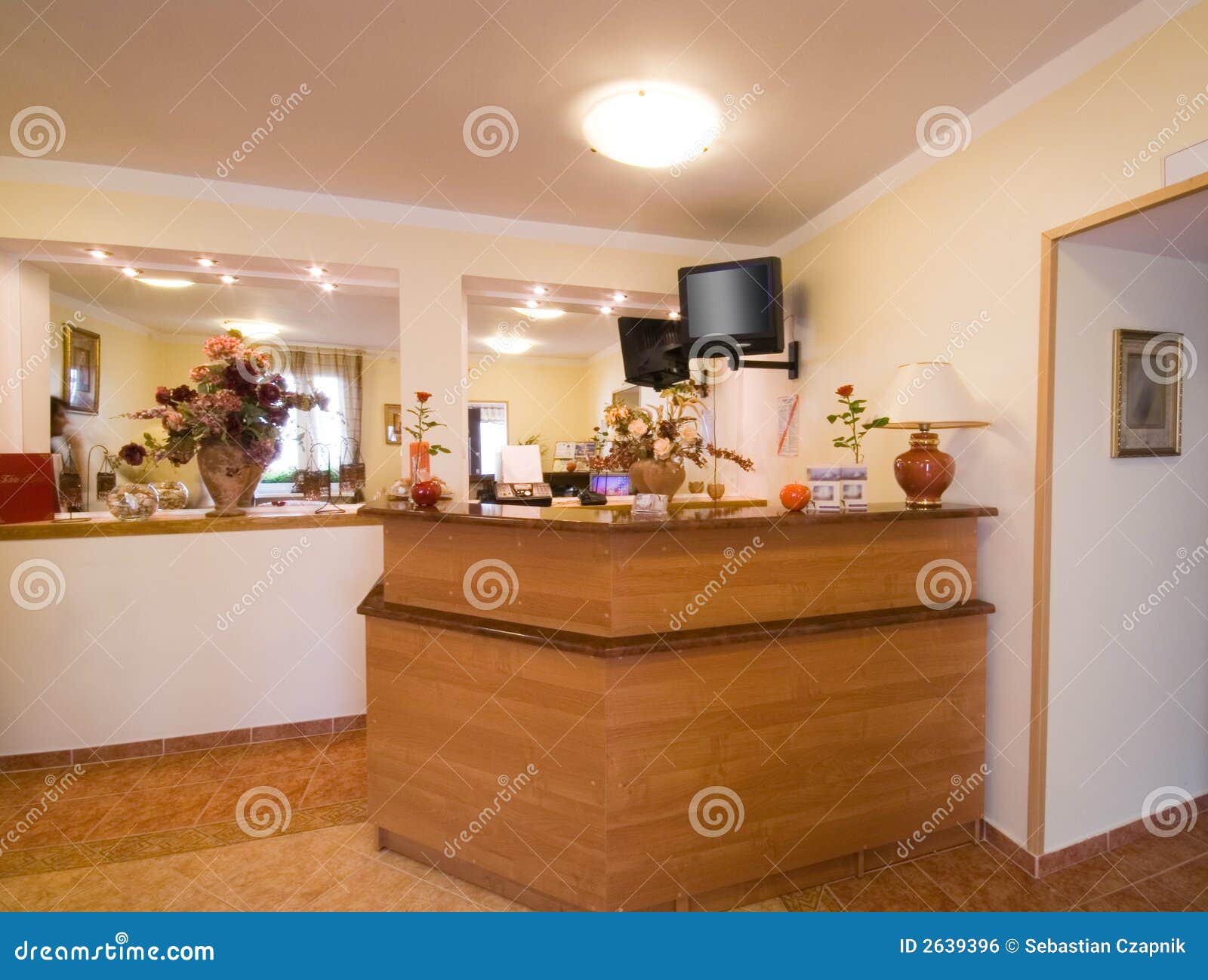 Reception stock photo. Image of cozy, motel, television - 2639396