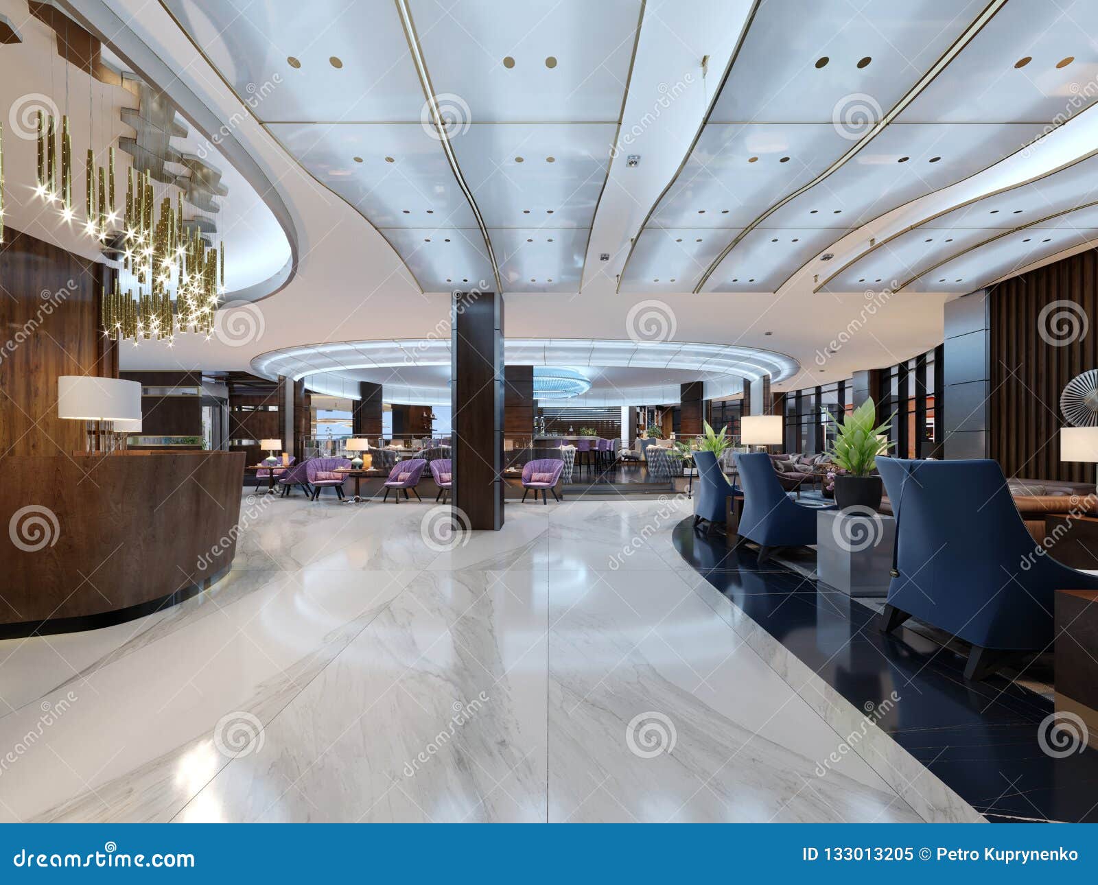 Reception Area of a Modern Hotel Stock Illustration - Illustration of ...