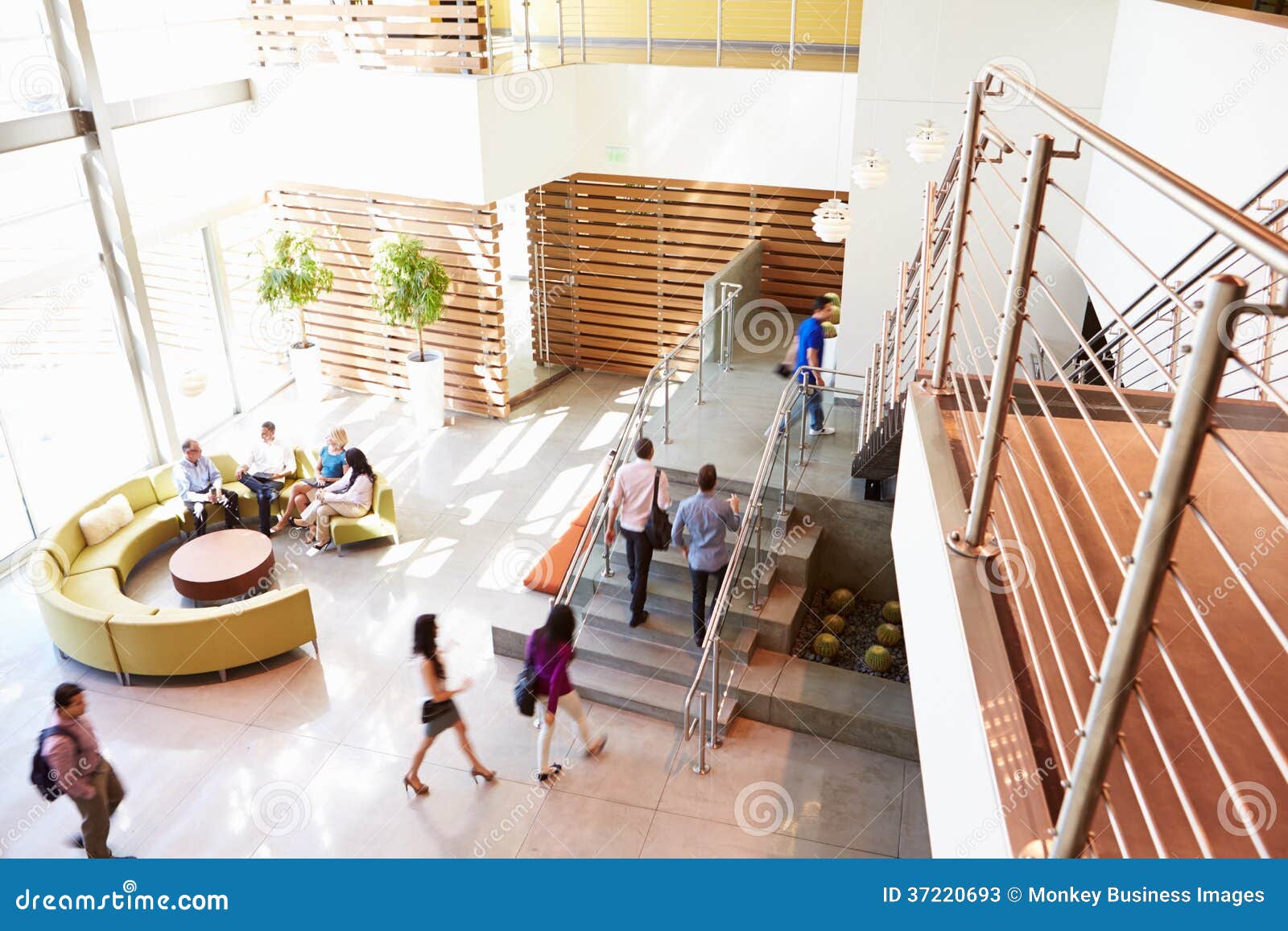 Reception Area of Modern Office Building with People Editorial Stock ...