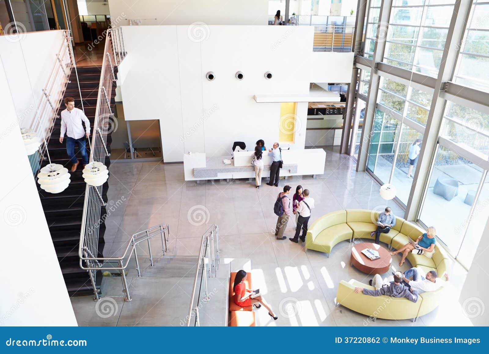Reception Area of Modern Office Building with People Editorial ...
