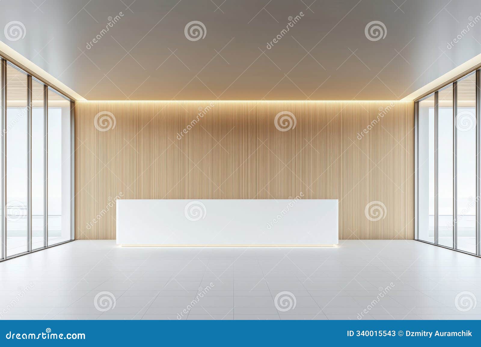 Reception Area of an Office with a Modern Reception Desk and Large ...