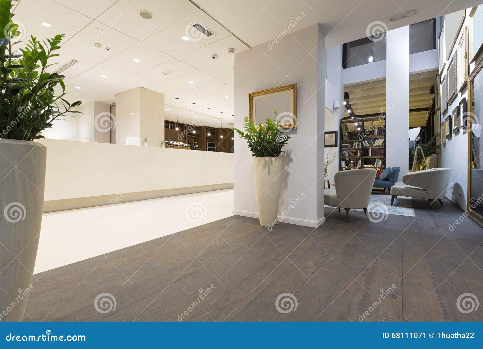 Reception Area with Reception Desk Stock Image - Image of desk, marble ...