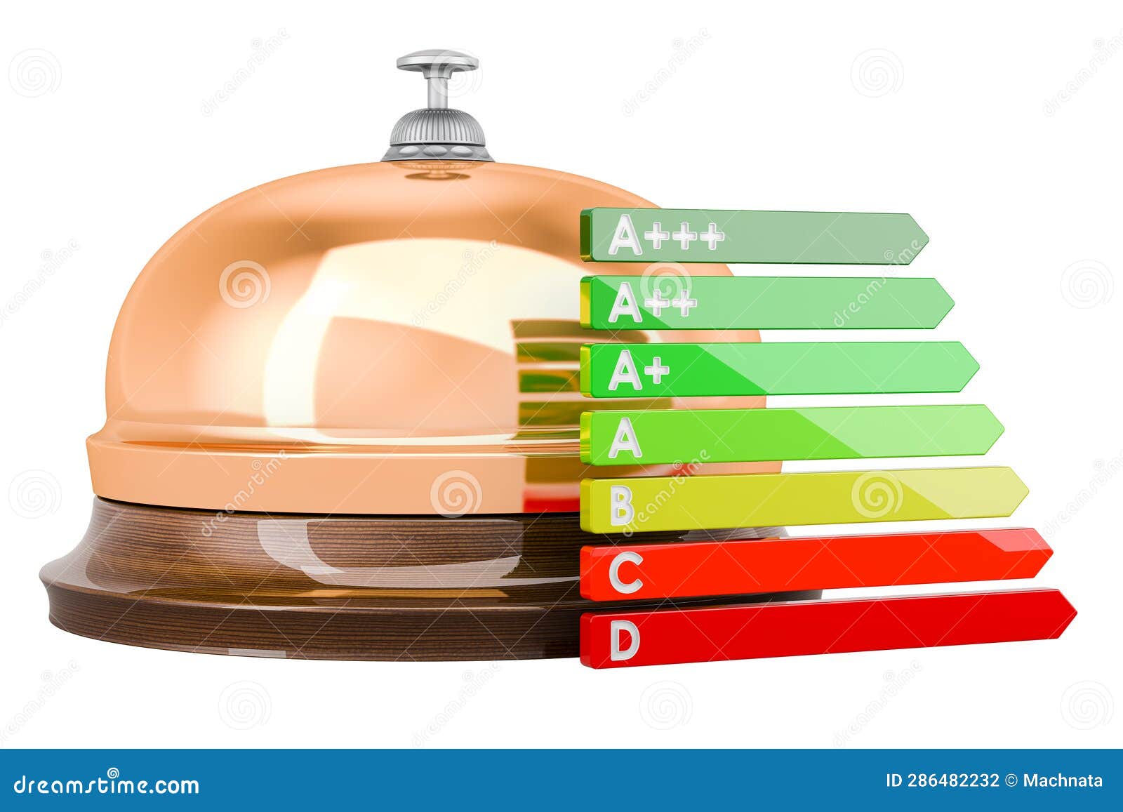 Reception Bell with Energy Efficiency Chart, 3D Rendering Stock ...
